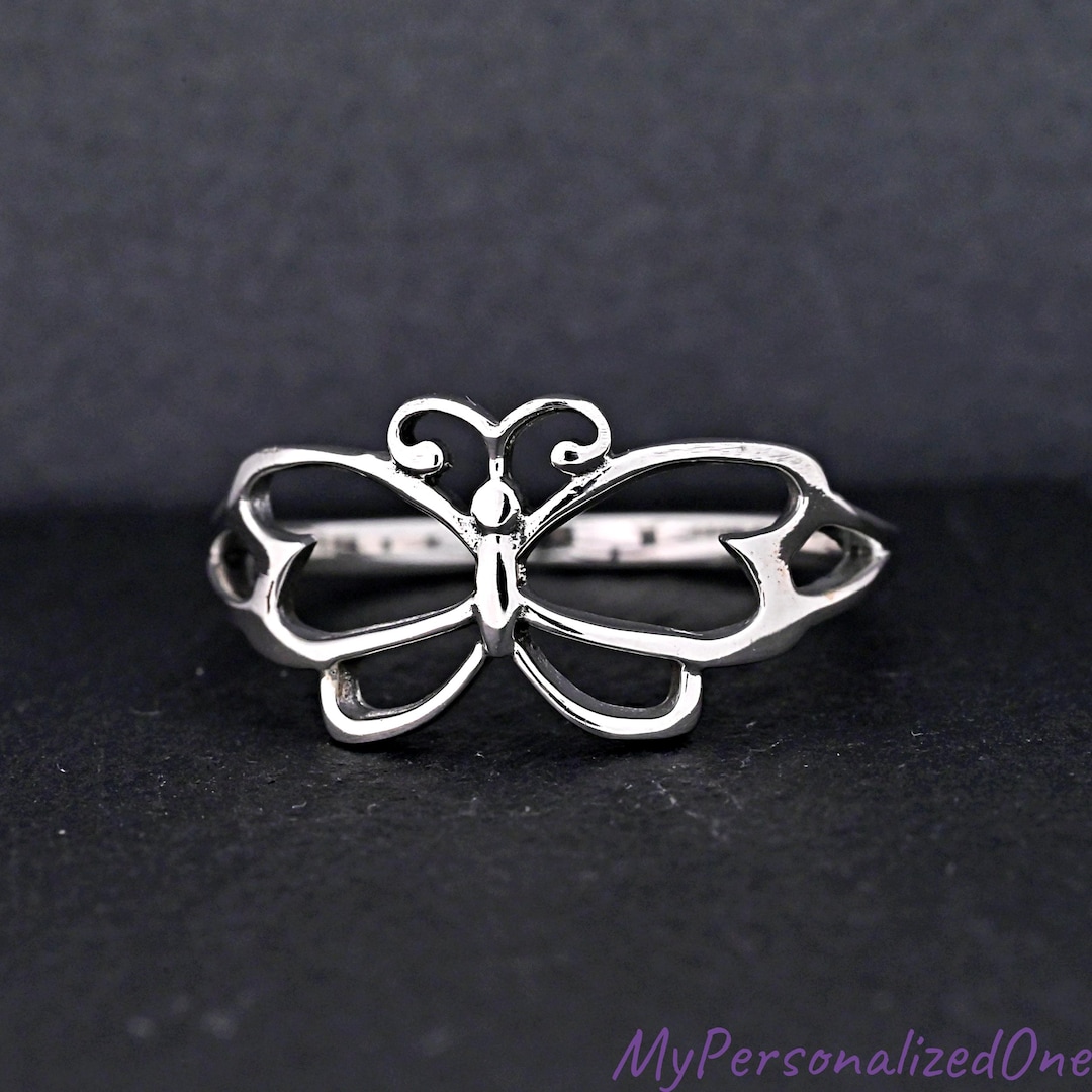 Butterfly Ring, Minimalist Cut Out 925 Sterling Silver, Dainty Women's ...