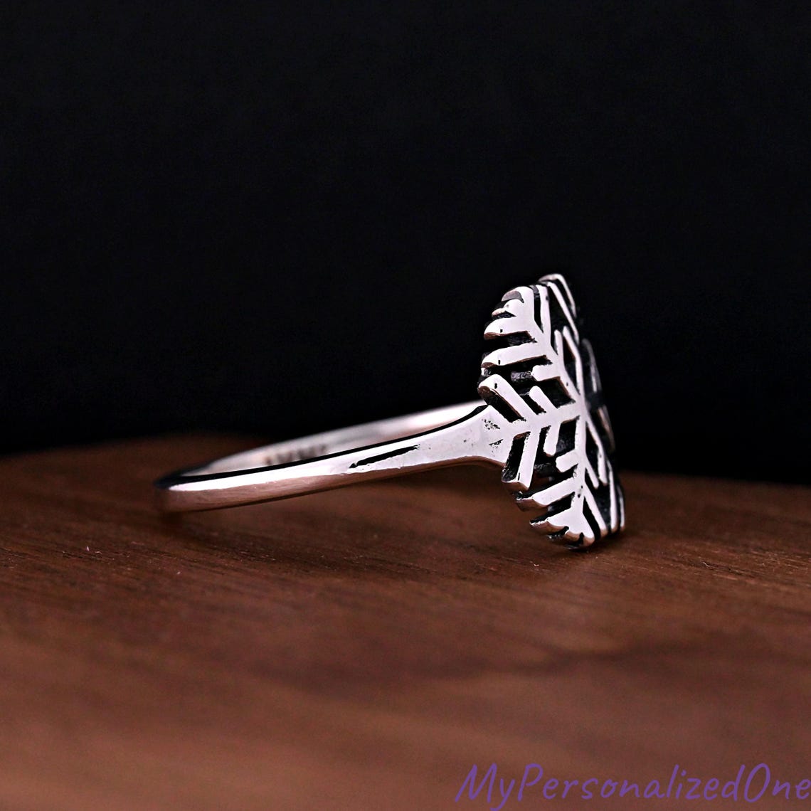 Snowflake Ring, Solid 925 Sterling Silver Winter Theme Jewelry, Dainty ...