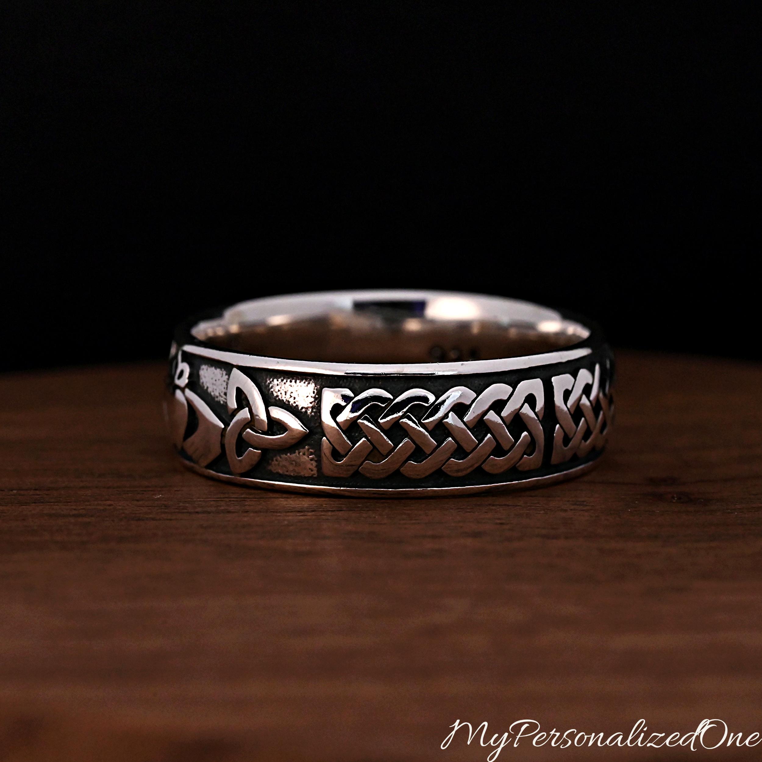 Claddagh Symbol Trinity Knot Celtic Braid Pattern Ring · 6mm Men's ...