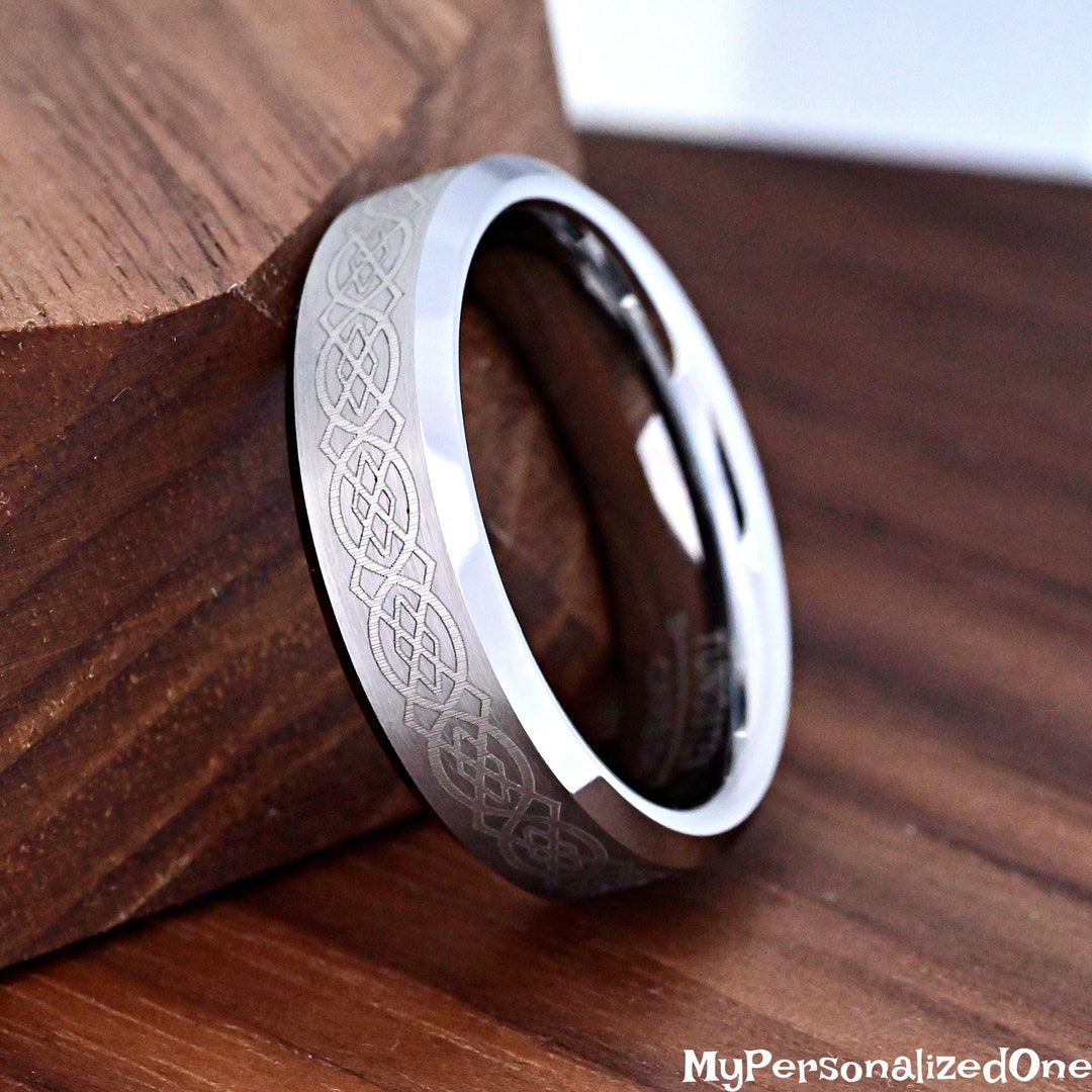 6mm Men's Celtic Wedding Ring - Tungsten Carbide Engagement Ring - Promise Ring for Him ...