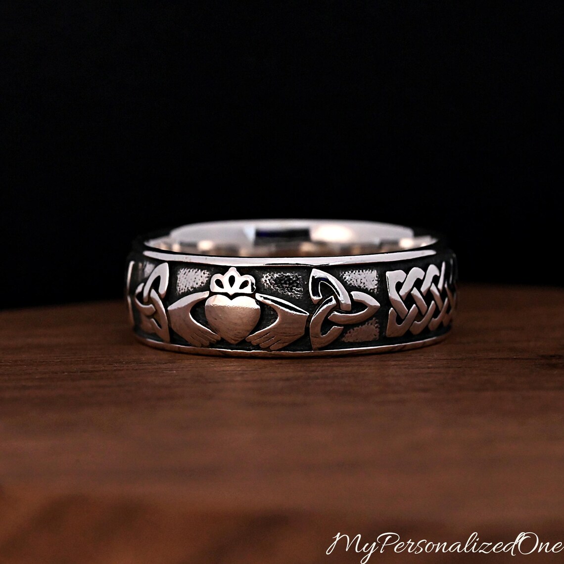 Claddagh Symbol Trinity Knot Celtic Braid Pattern Ring · 6mm Men's ...