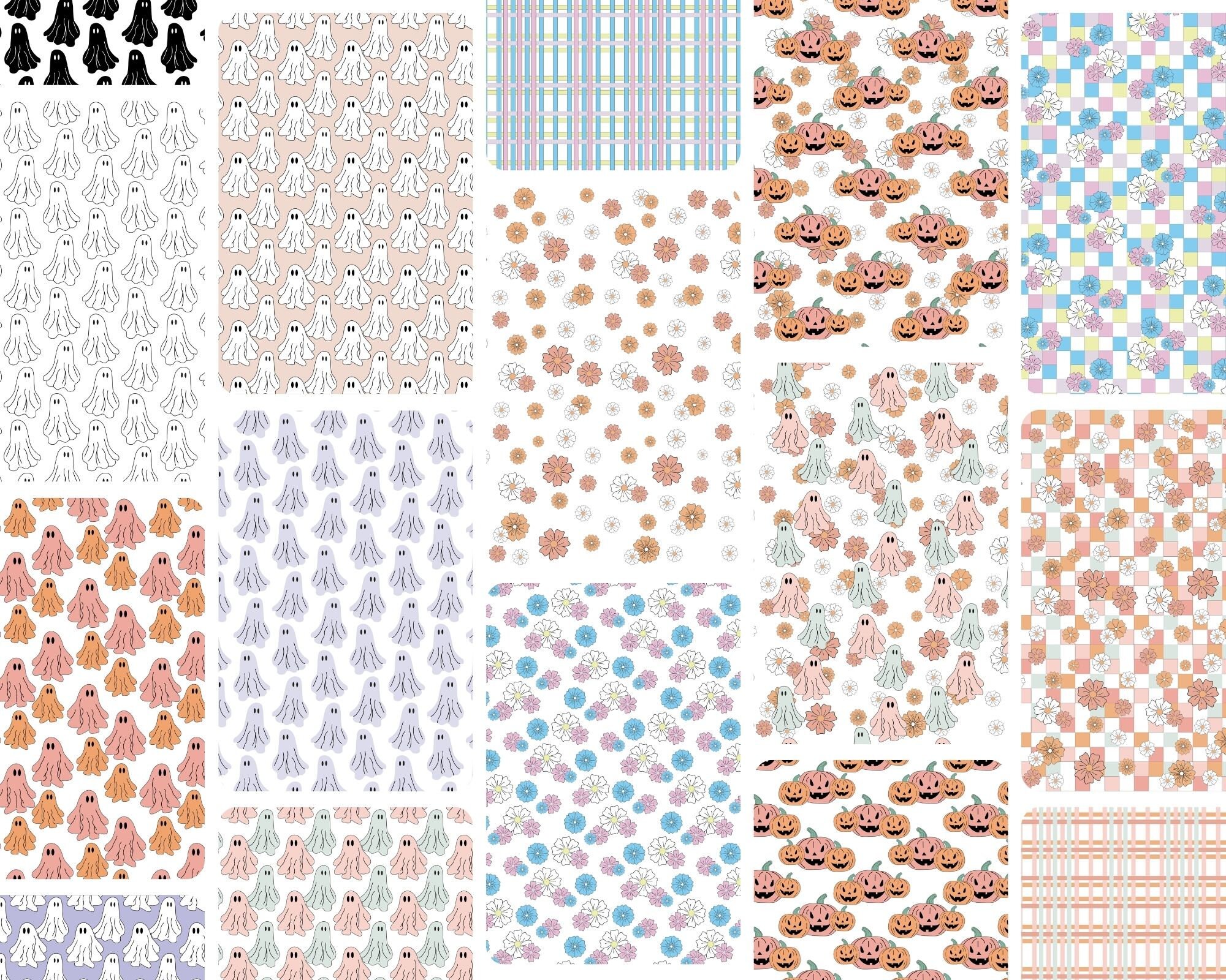 Cute Halloween Digital Paper Spooky Ghosts Clipart, Halloween Themed ...