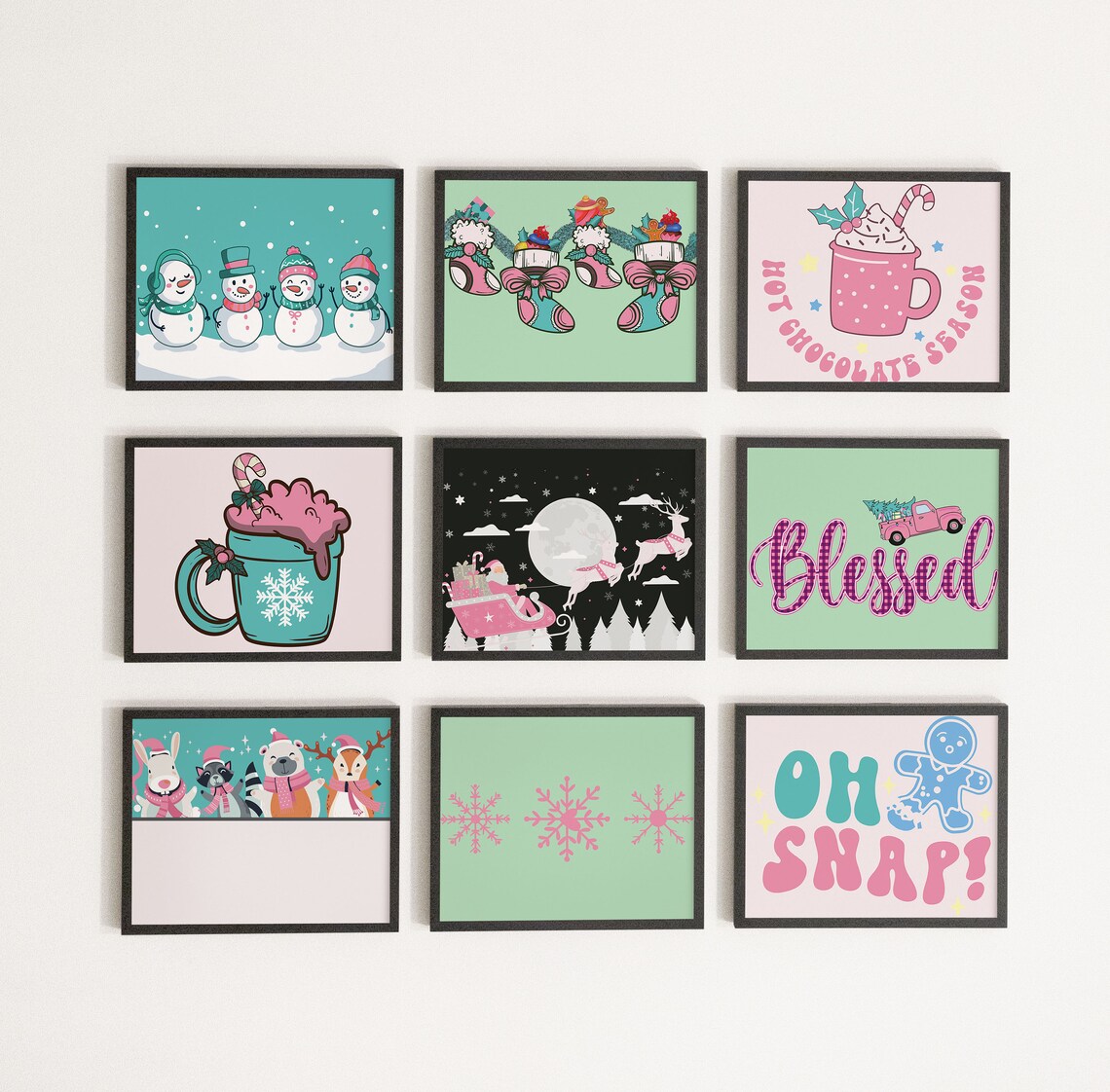 Pink Christmas Decor Wall Art Print Set of 30 Digital Printables ...
