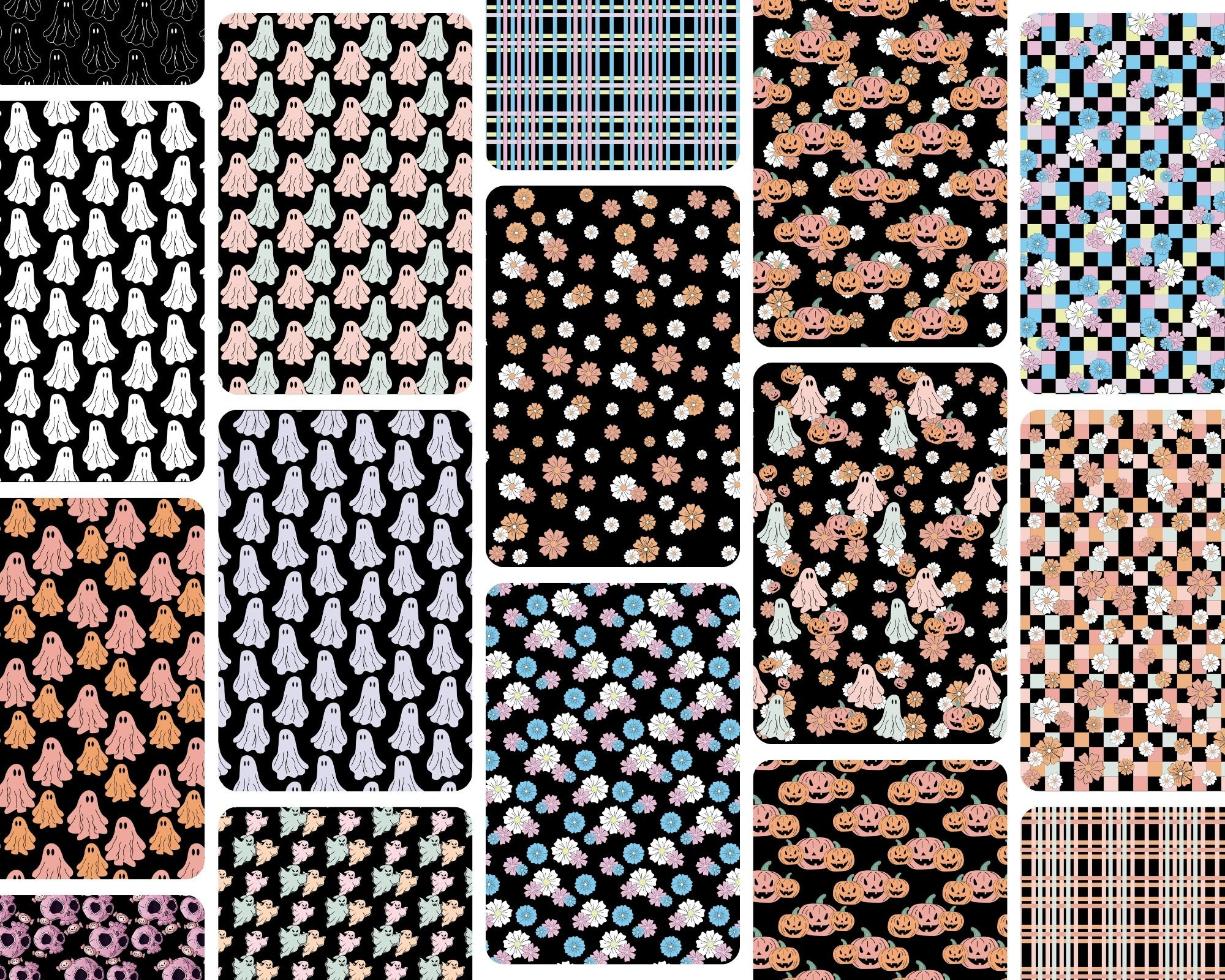 Cute Halloween Digital Paper Spooky Ghosts Clipart, Halloween Themed ...