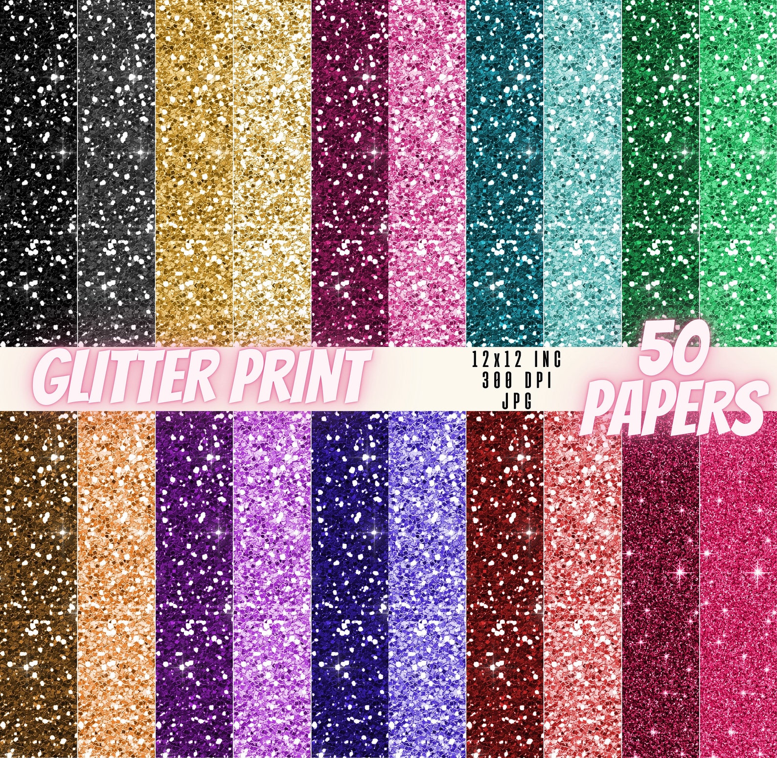 Luxury Hot Pink Digital Paper | Glam Glitter Sequin Textures | Bright ...