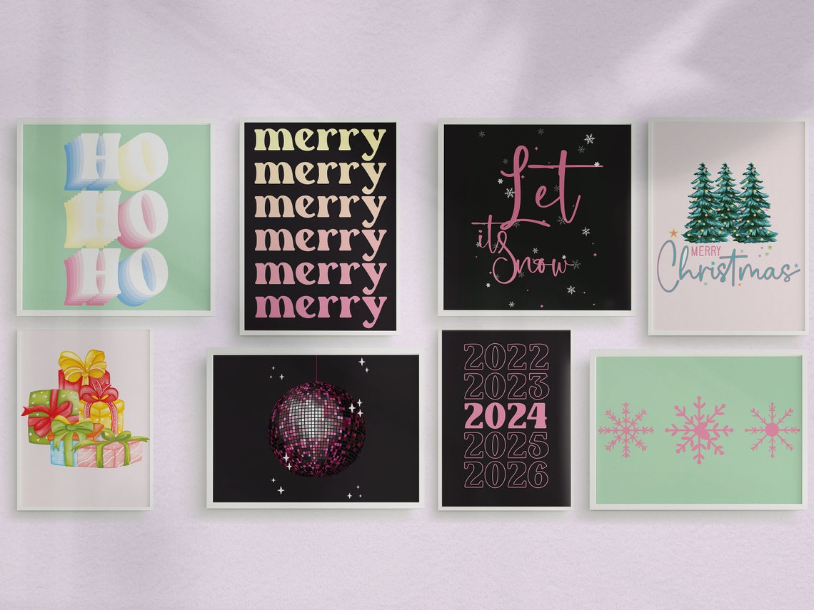 Pink Christmas Decor Wall Art Print Set of 30 Digital Printables ...