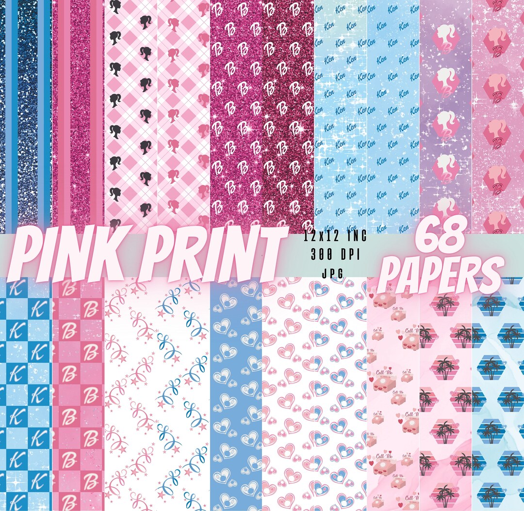Barbie Digital Paper Pack: Pink Princess Scrapbook Backgrounds (digital ...