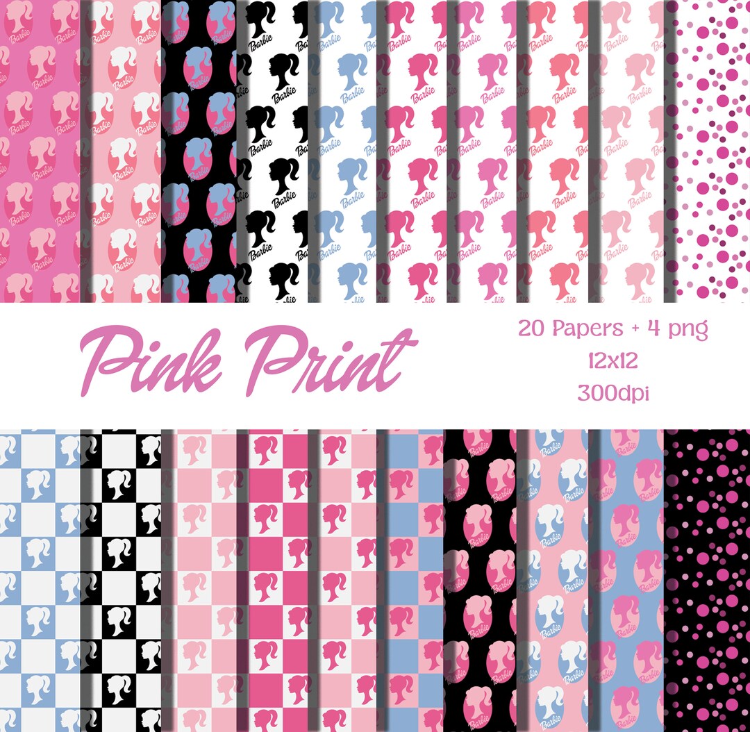 Barbi Digital Paper Movie Pattern Bundle Malibu Doll | Pink Girl ...