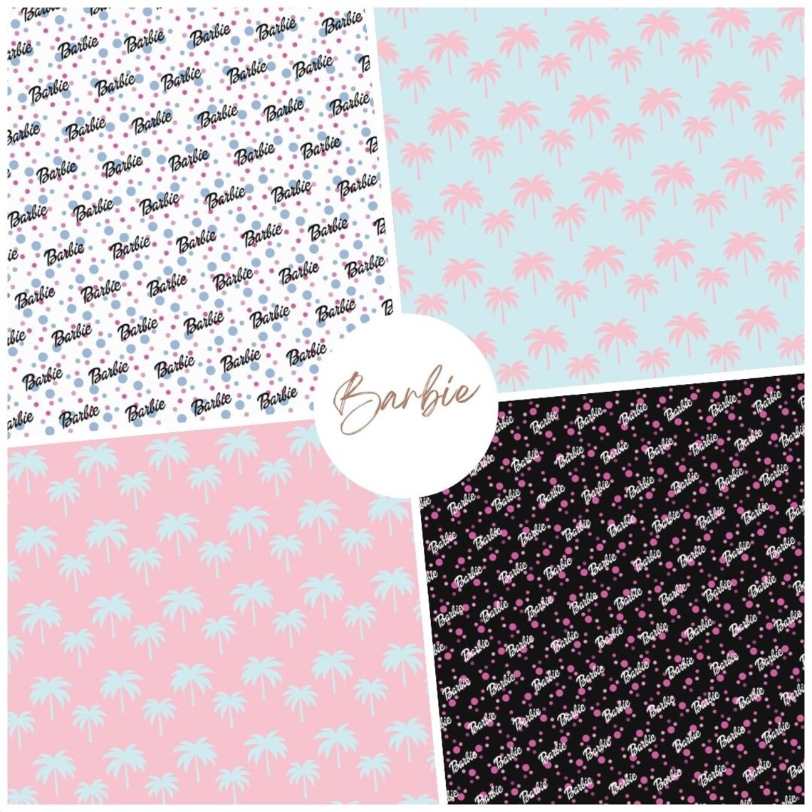 Barbi Digital Paper Movie Pattern Bundle Malibu Doll Pink Girl Princess ...