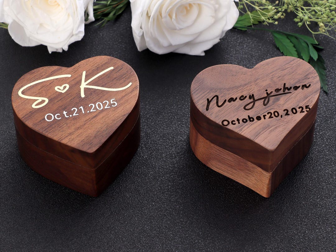 Customized Engagement Ring Box, Wedding Ring Box, Modern Rustic Wedding ...