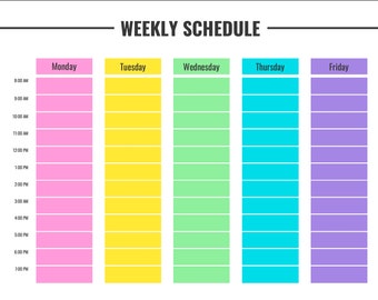 Modern Weekly Schedule Printable - Etsy