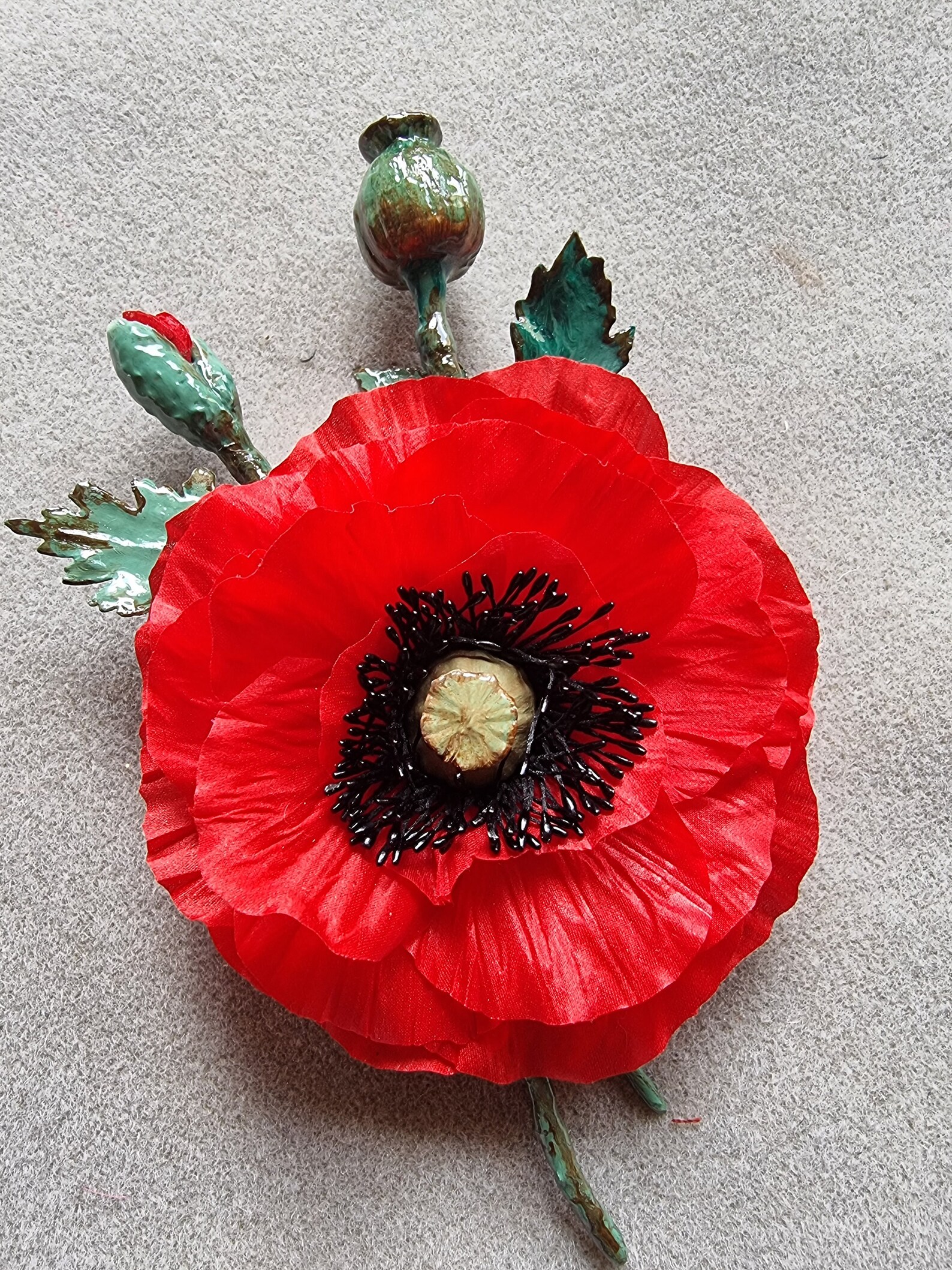 Fabulous Flower Brooch passionate Poppy. Present for Her. Unisex Gift ...