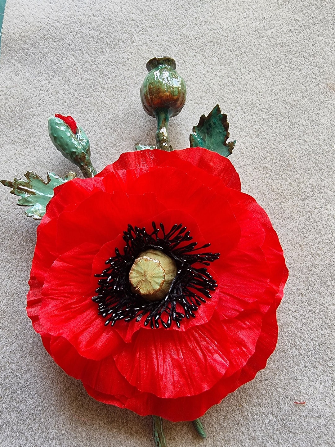 Fabulous Flower Brooch "passionate Poppy". Present for Her. Unisex Gift ...