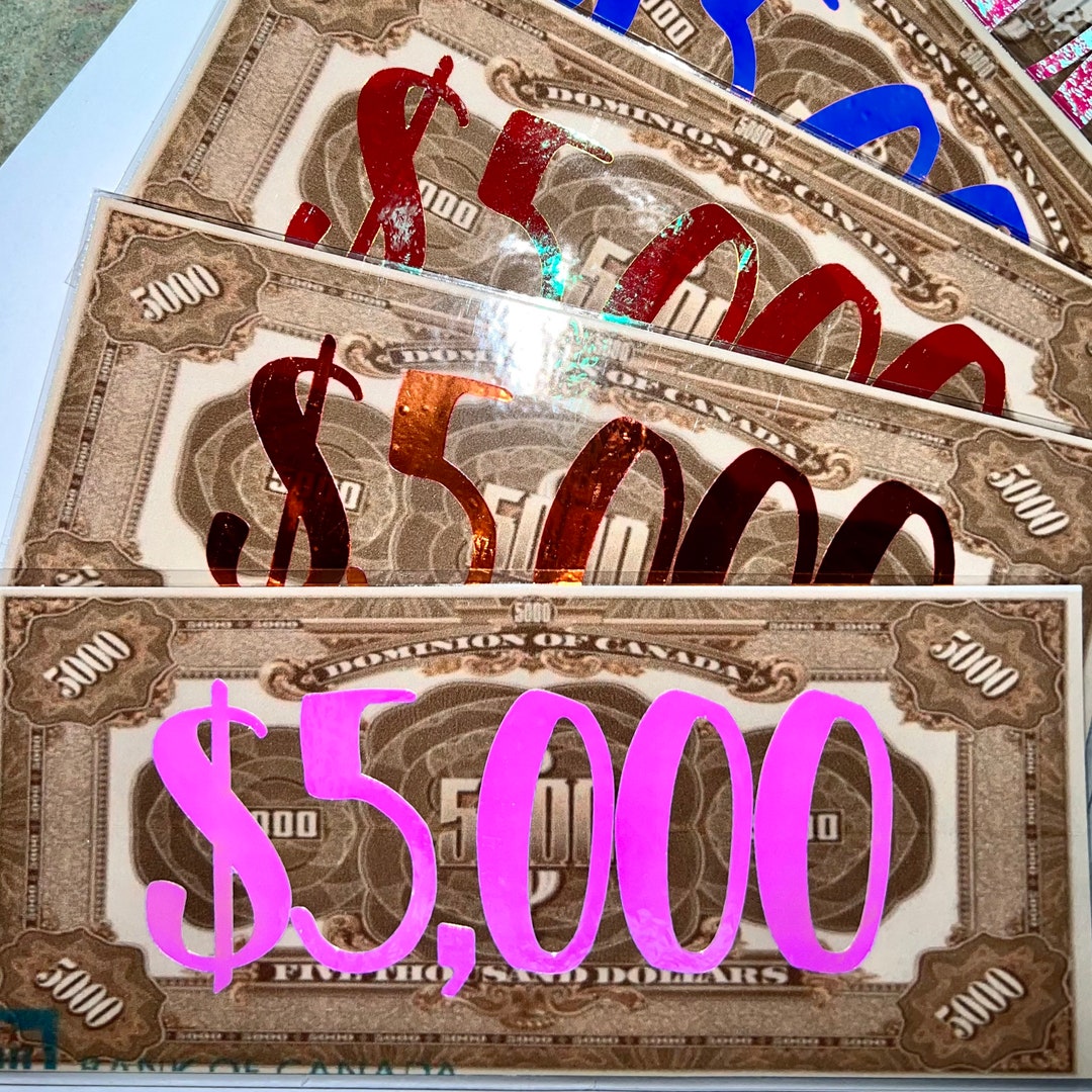 Canadian 5K Cash Placeholder Laminated & Double-sided - Etsy