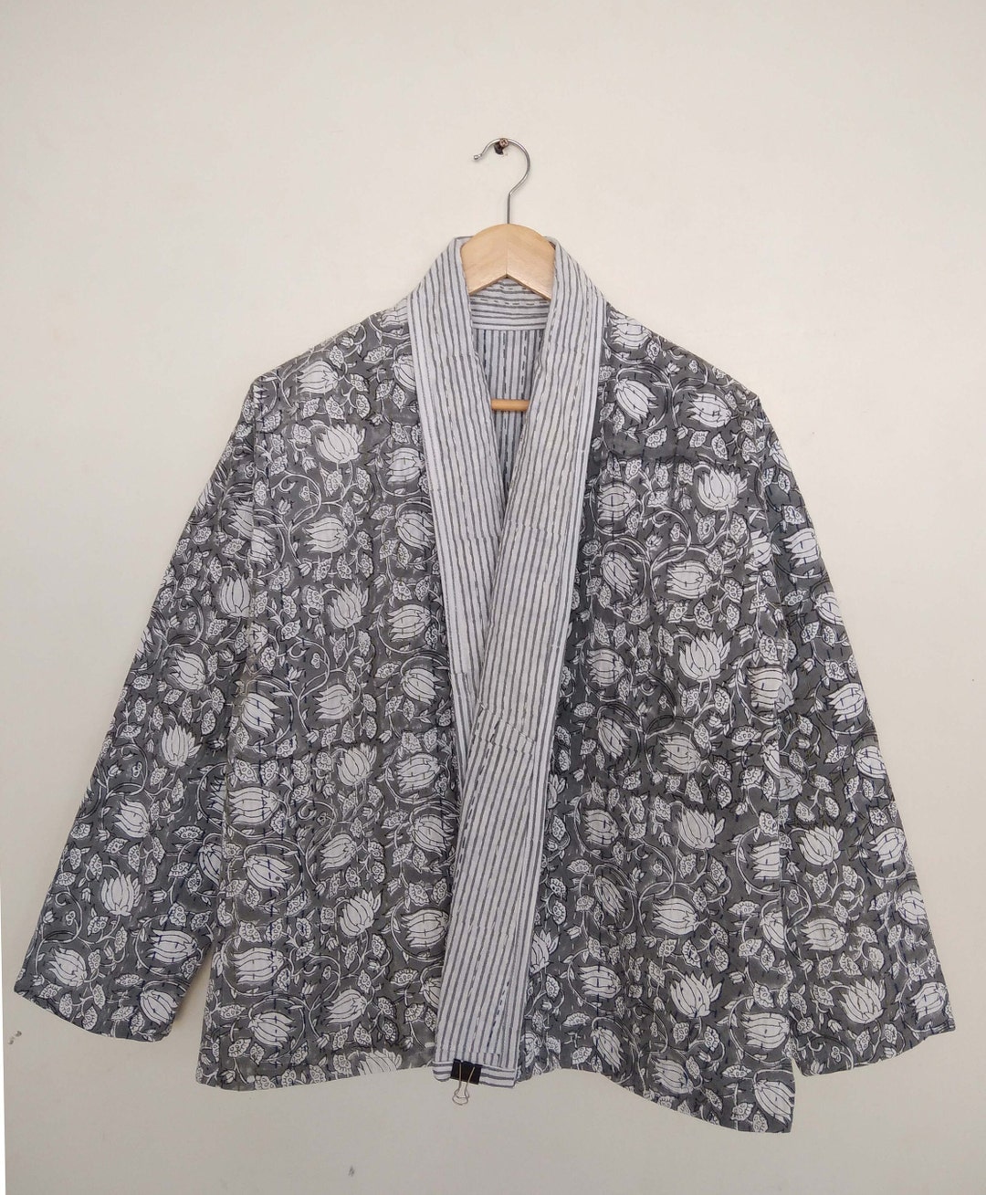 Indian Kantha Jacket, Block Print Kantha Coat, Hand Stitch Kantha ...