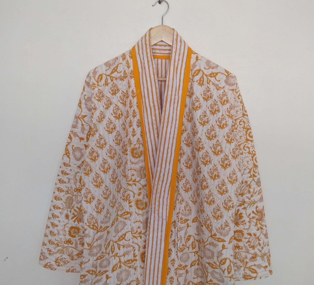 Handmade Kantha Quilt Jacket, Indian Kantha Coat, Kantha Overcoat, Pure ...