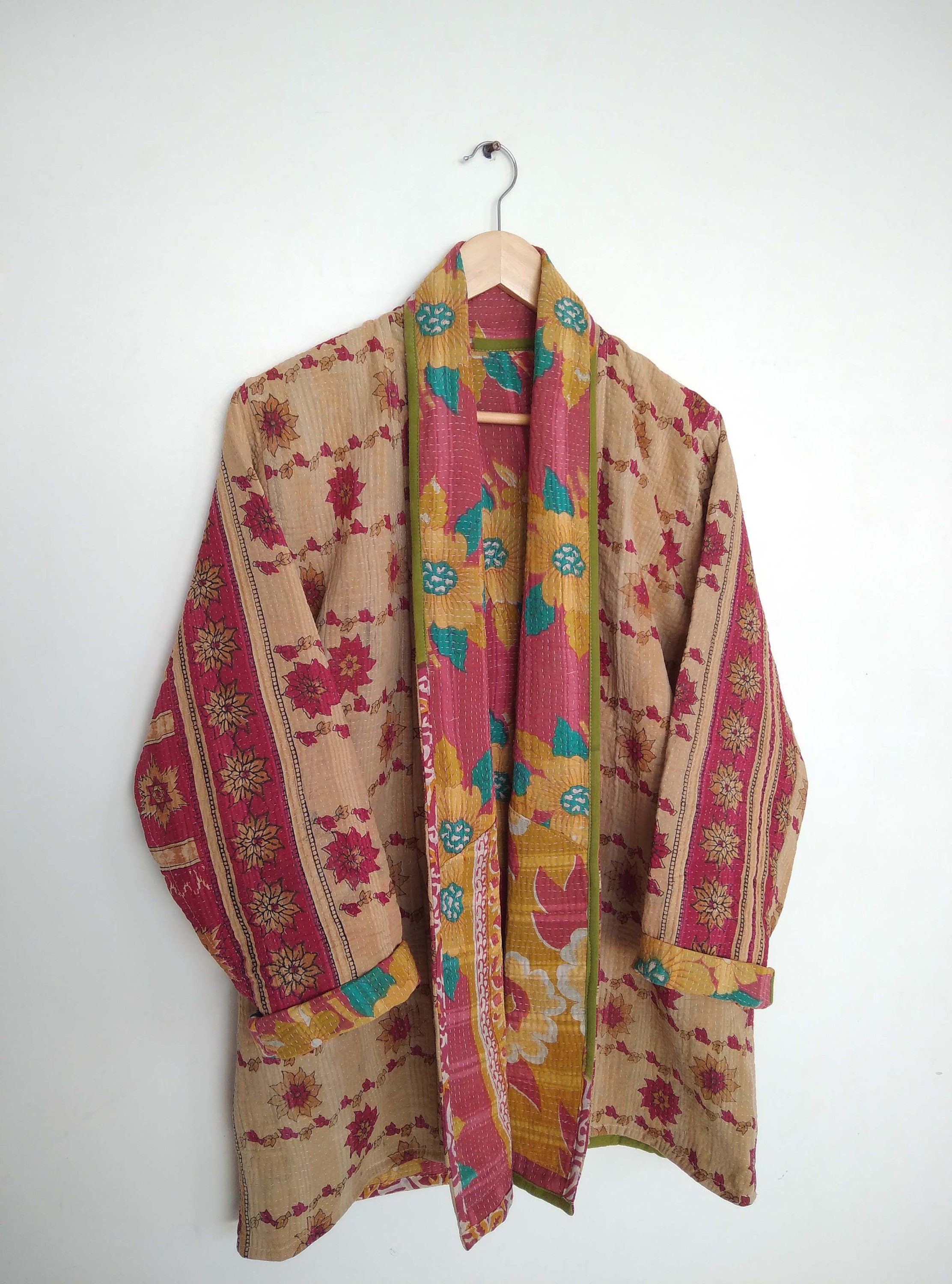 Vintage Kantha Coat, Patchwork Kantha Quilt Jacket, Hand Stitch Kantha ...