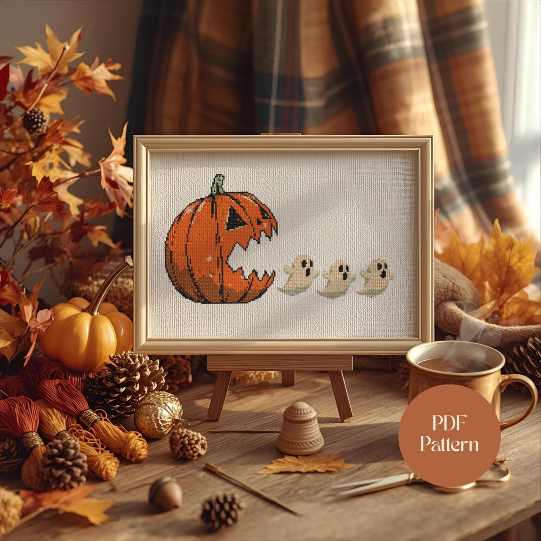 Funny Halloween Cross Stitch Pattern Ghost – PDF Ghosts and Jack O ...