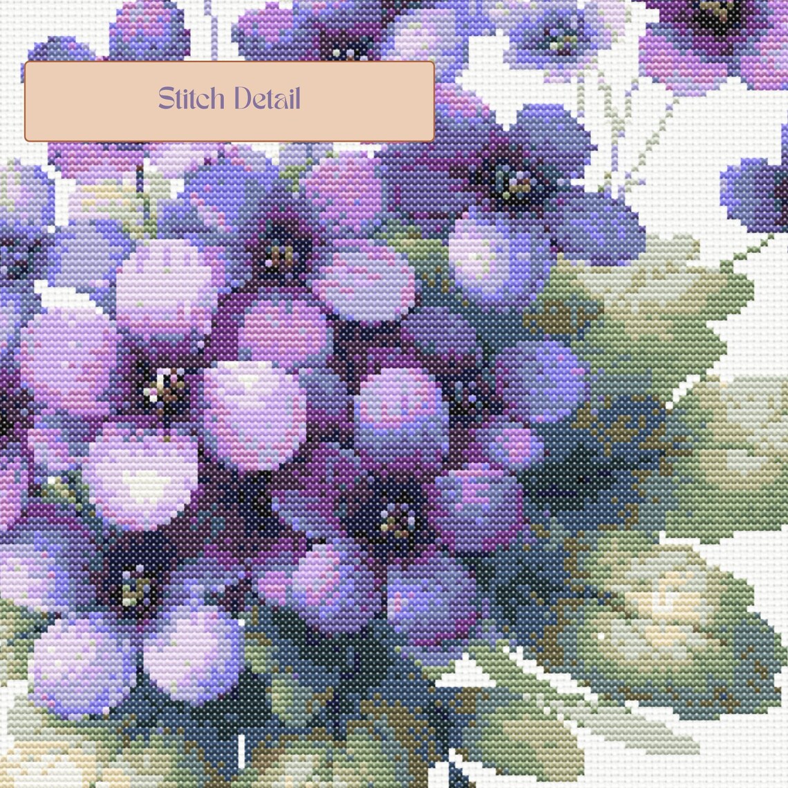 Purple Flower Cross Stitch Pattern – Violet Floral Embroidery PDF ...