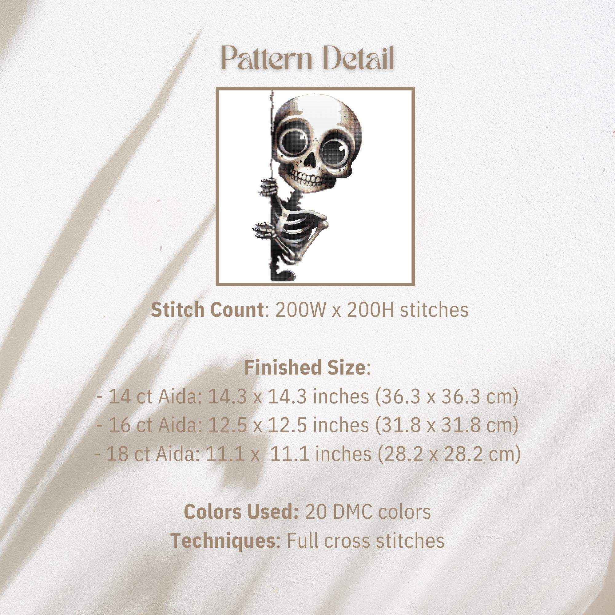 Peeking Skeleton Cross Stitch Pattern: Spooky Halloween Skull (PDF ...