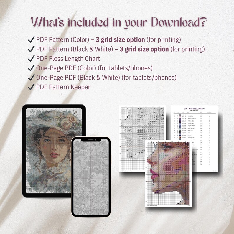 Elegant Woman Portrait Cross Stitch Chart - Romantic Victorian Design ...