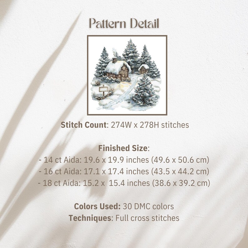 Winter Cabin Cross Stitch Pattern: Snowy Landscape (PDF Downloadable ...