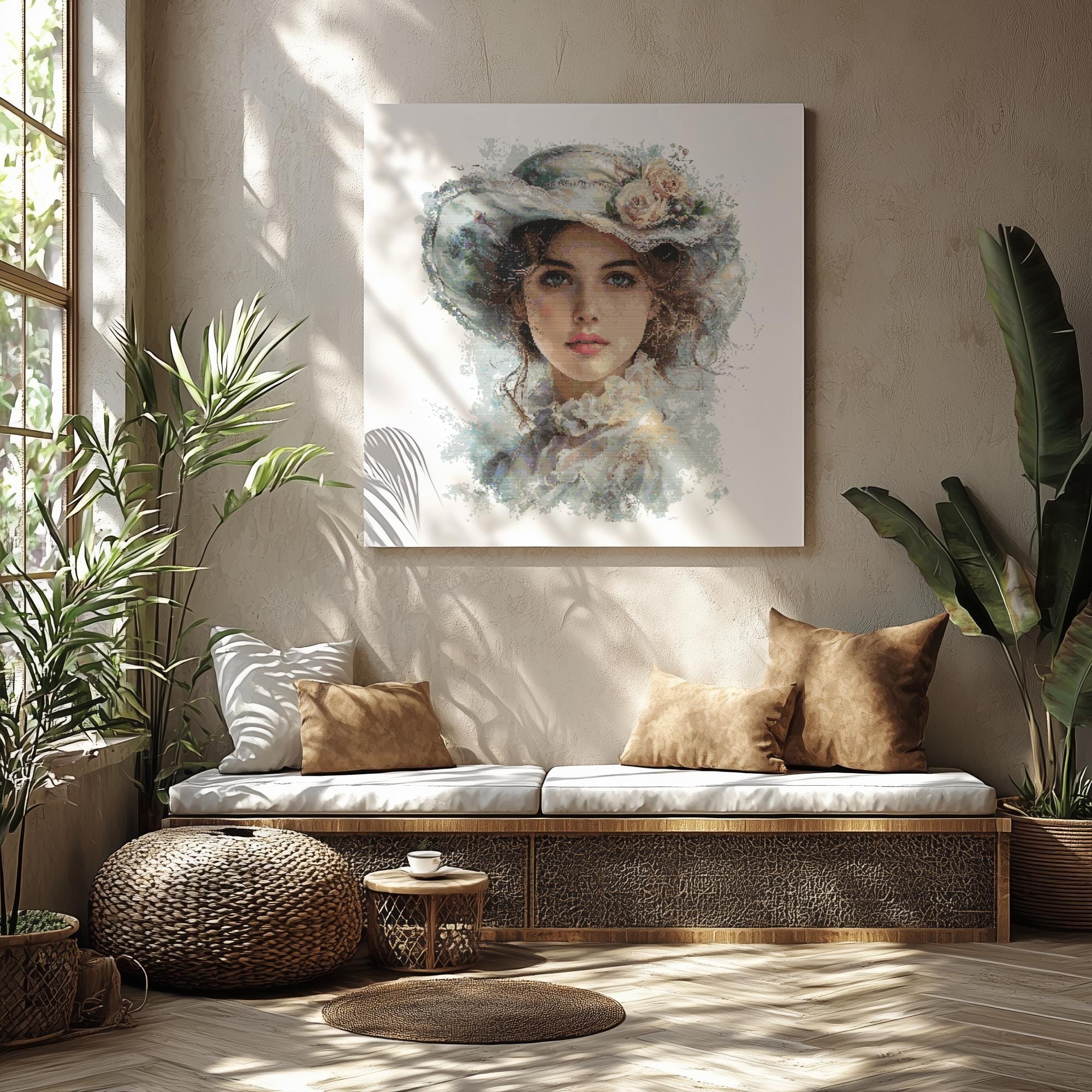 Victorian Lady Cross Stitch Pattern Elegant Woman PDF Portrait ...