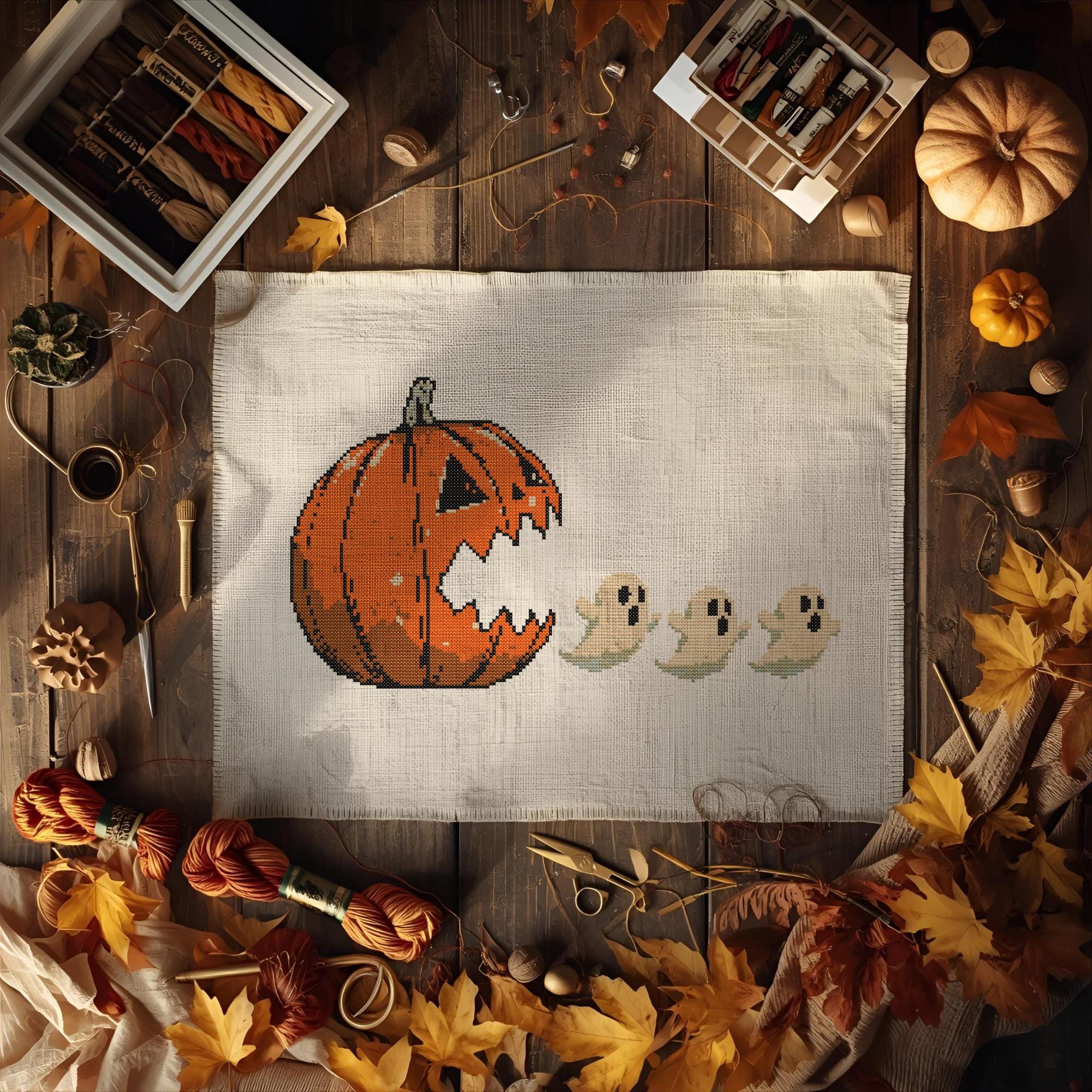 Funny Halloween Cross Stitch Pattern Ghost – PDF Ghosts and Jack O ...
