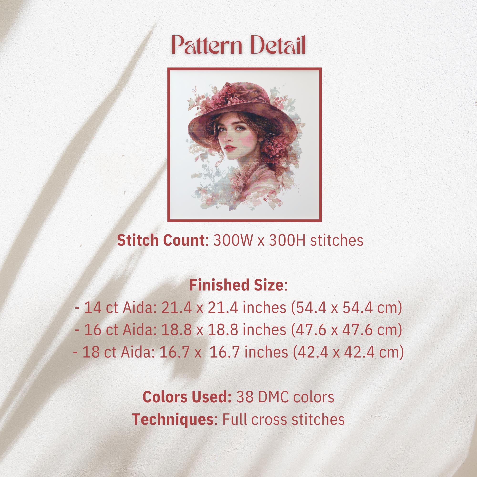 Vintage Lady Cross Stitch Pattern Set Elegant Woman Portrait PDF ...