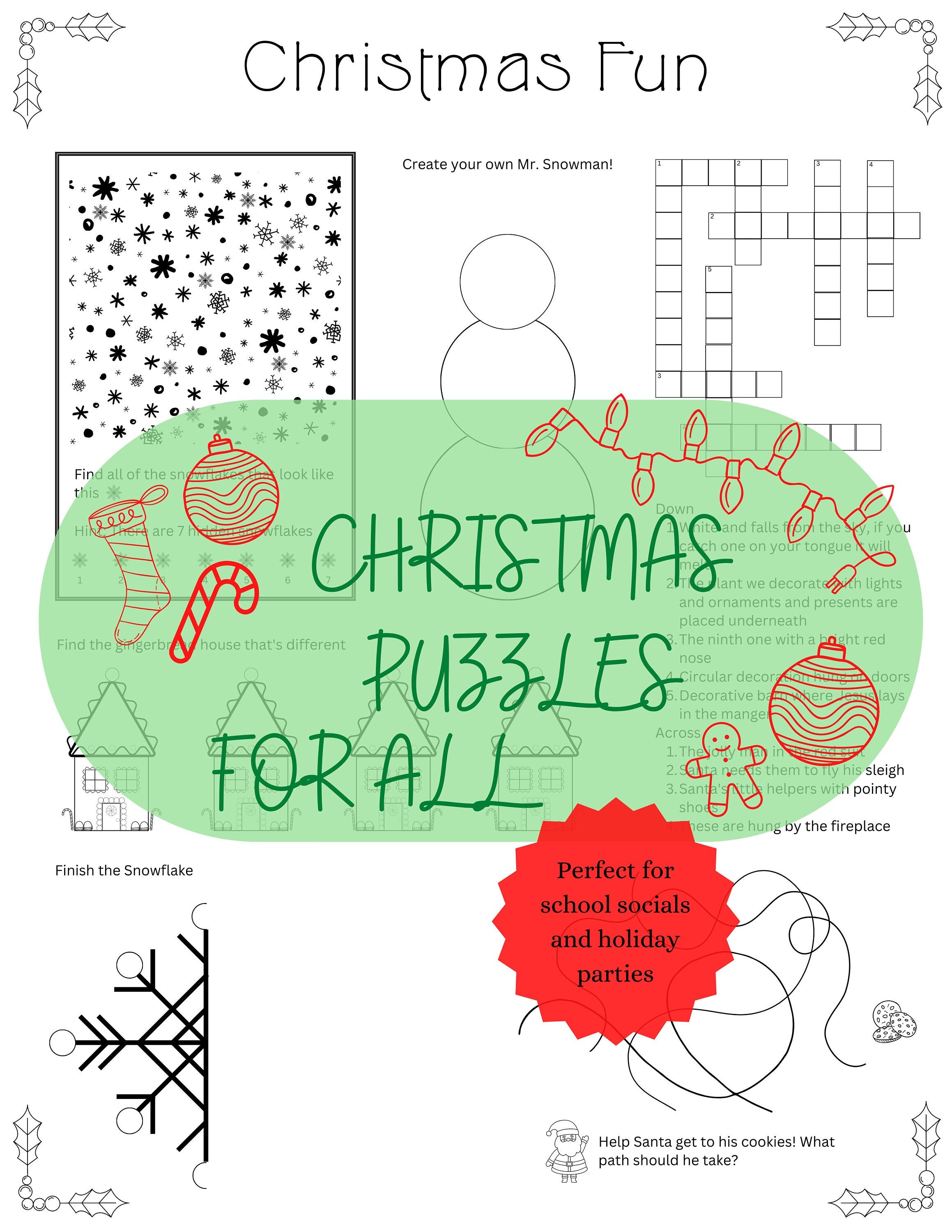 Christmas Fun Activity Sheet - Etsy