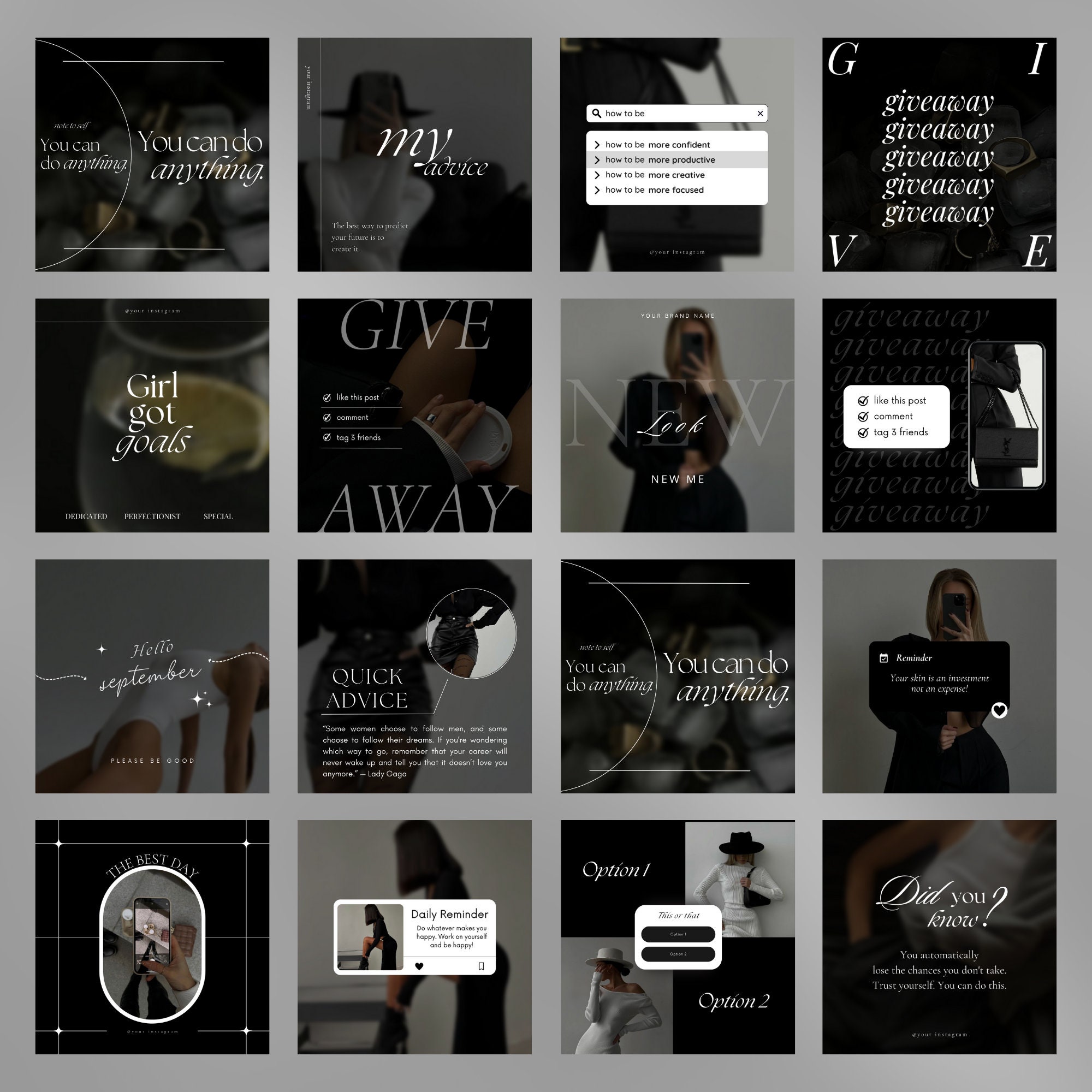 100 Black Luxury Instagram Templates. Black Instagram - Etsy