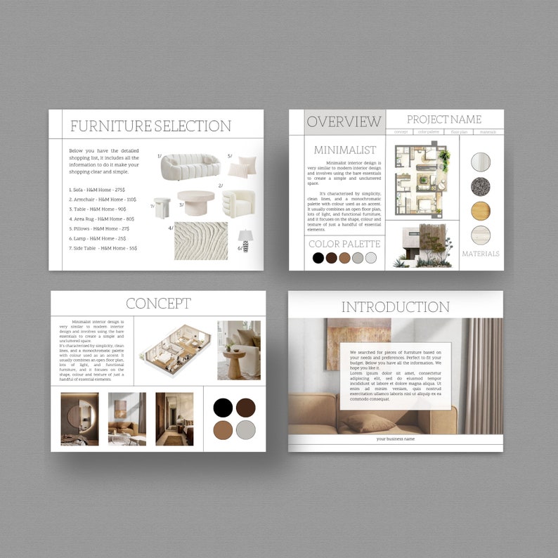 Modern Interior Design Client Presentation Moodboard Interior Design ...