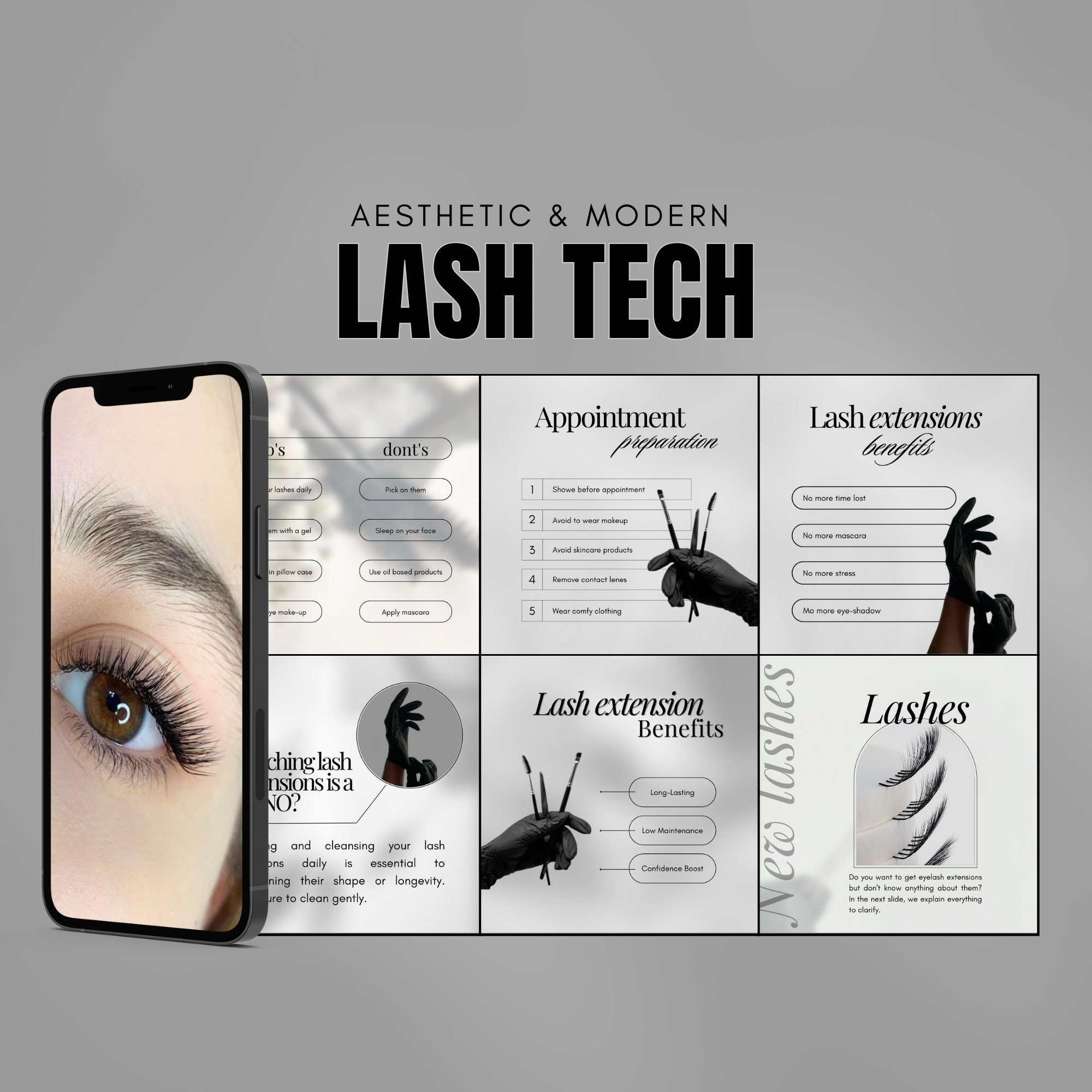 100 Luxury Lash Tech Templates | Lash Stylist Post | Lash Artist Canva ...
