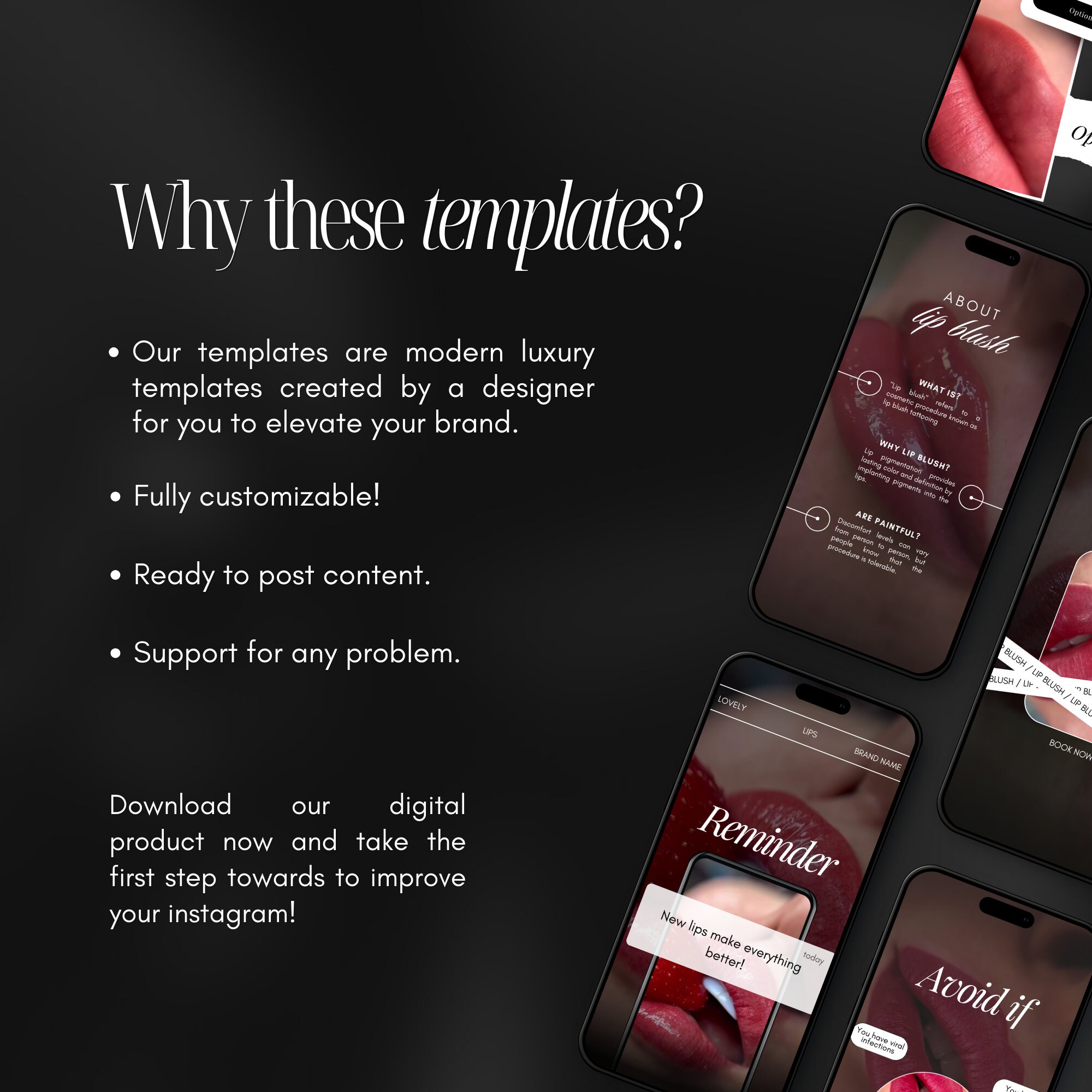 Lip Blush Instagram Reels Templates | PMU Reels Template | Lip Blushing ...