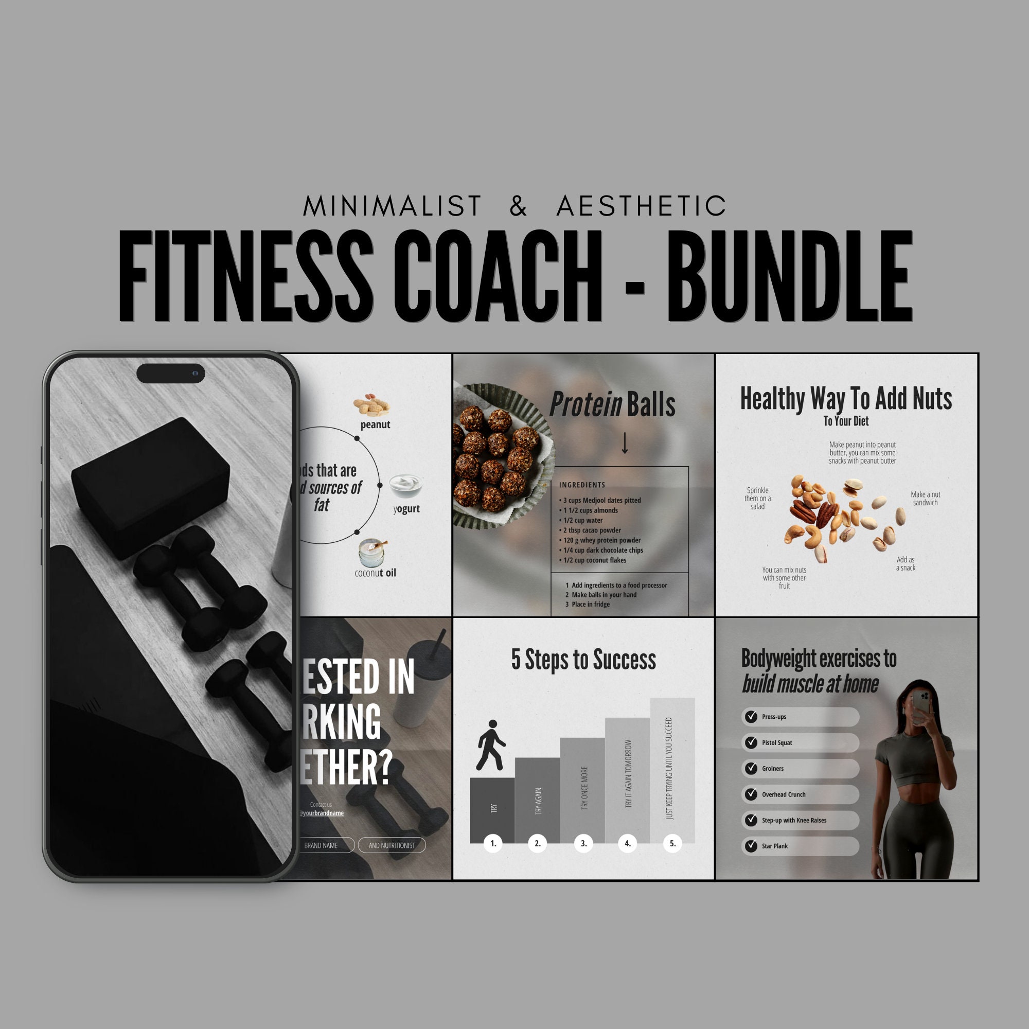 200 Fitness Coach Bundle Instagram Template | Fitness Coach Instagram ...