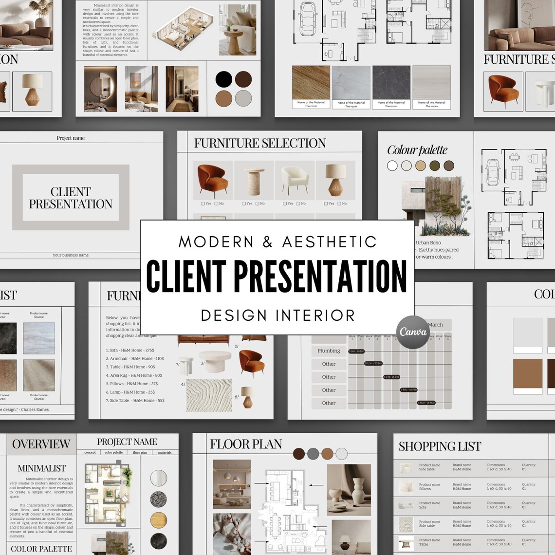 Modern Interior Design Client Presentation | Moodboard Interior Design ...