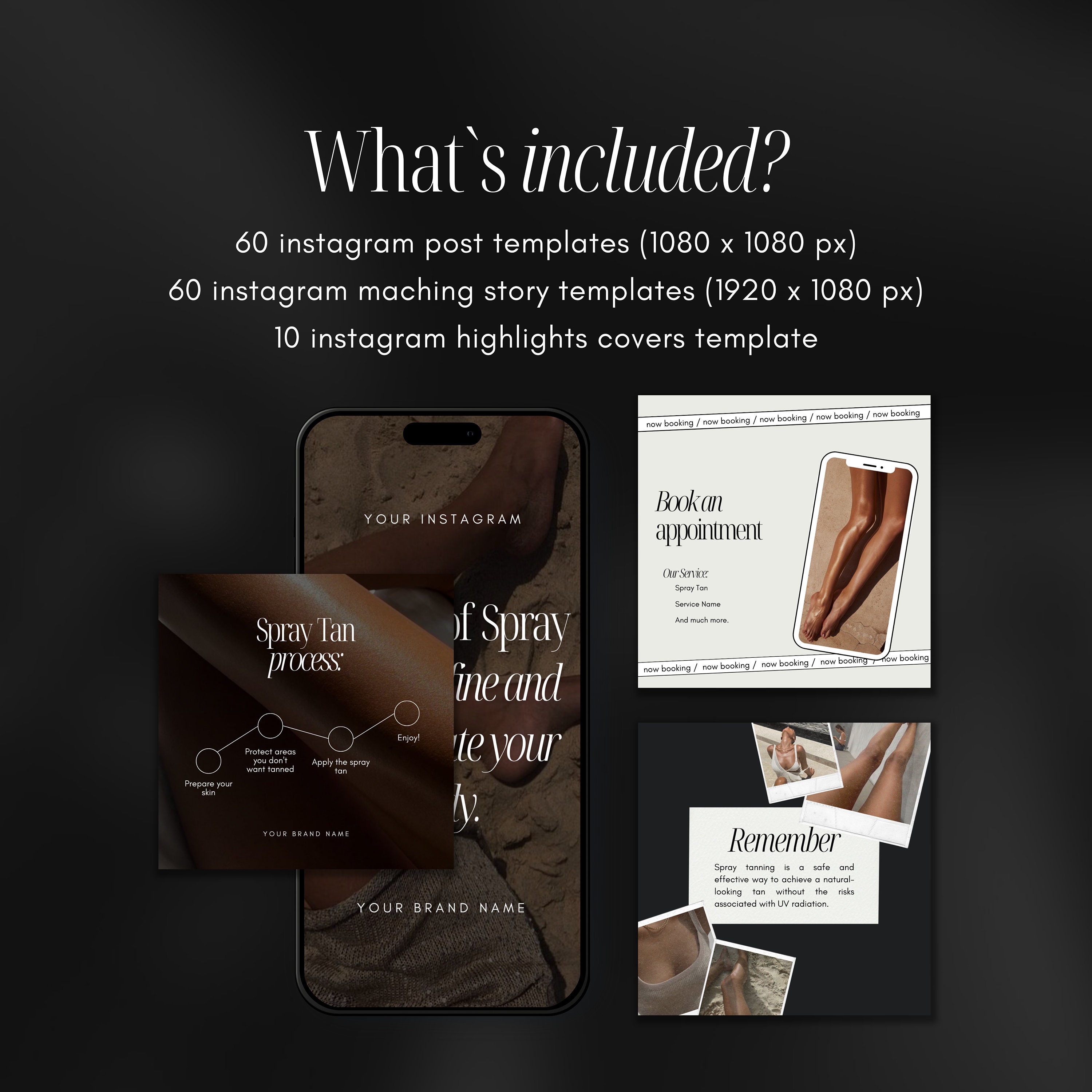 Spray Tan Luxury Instagram Templates | Spray Tanning Instagram Post ...