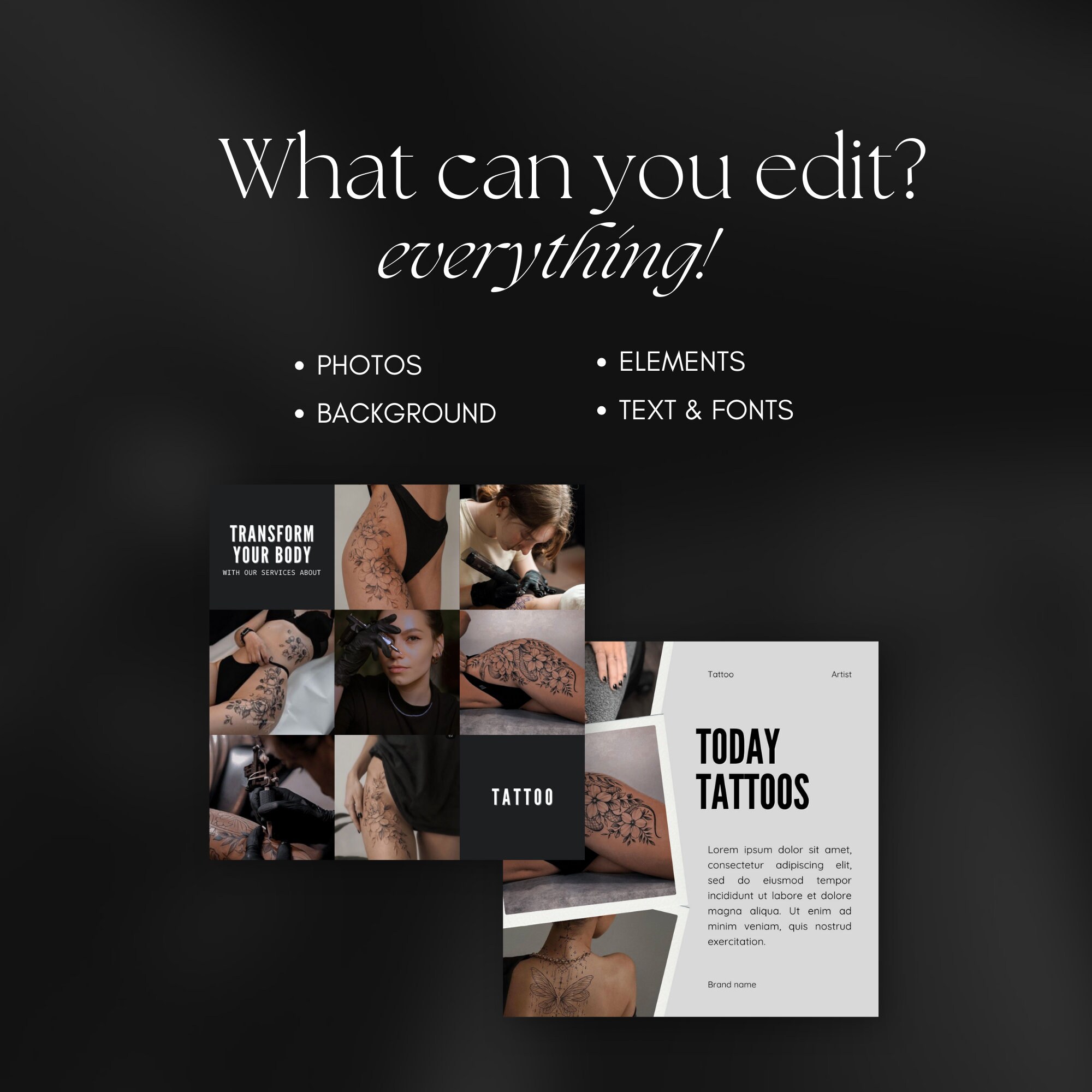 Tattoo Artist Instagram Templates | Tattoo Artist Instagram Posts ...