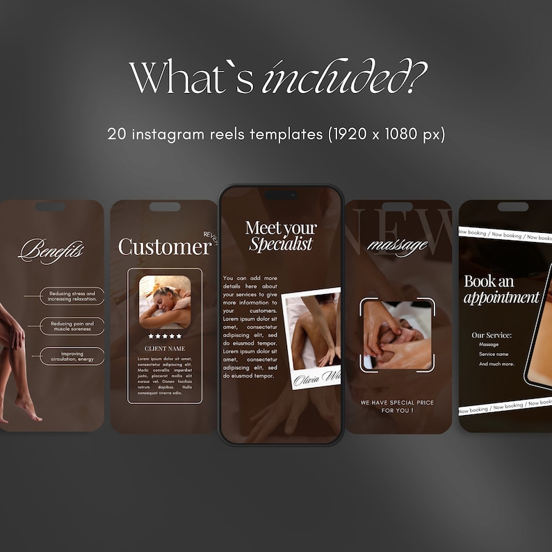 Massage Therapist Instagram Reels Templates Massage Therapist Editable ...