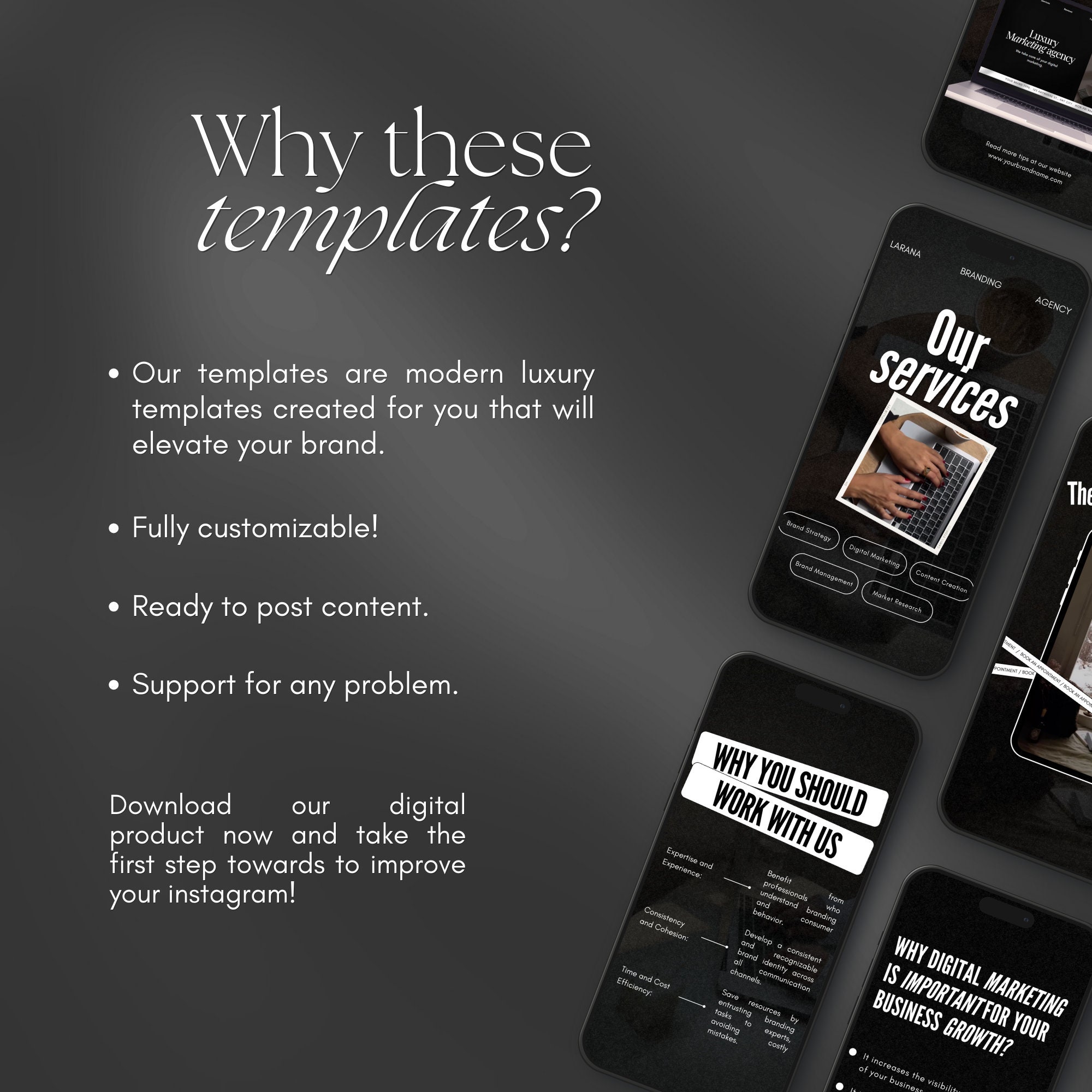 Faceless Black Instagram Reels Templates Marketing Minimalist Instagram ...