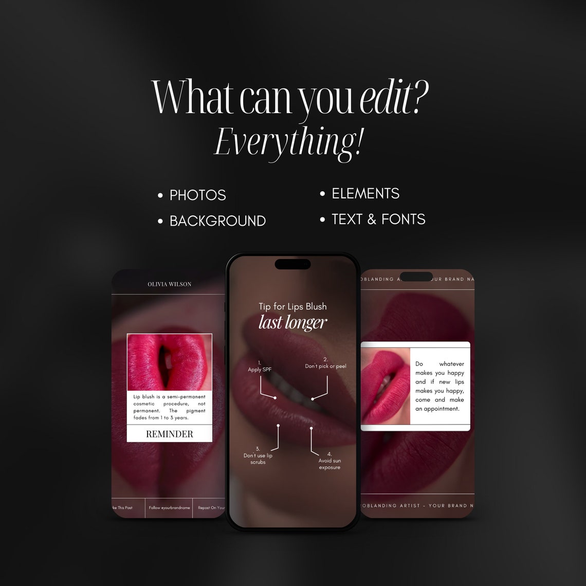 Lip Blush Instagram Reels Templates | PMU Reels Template | Lip Blushing ...