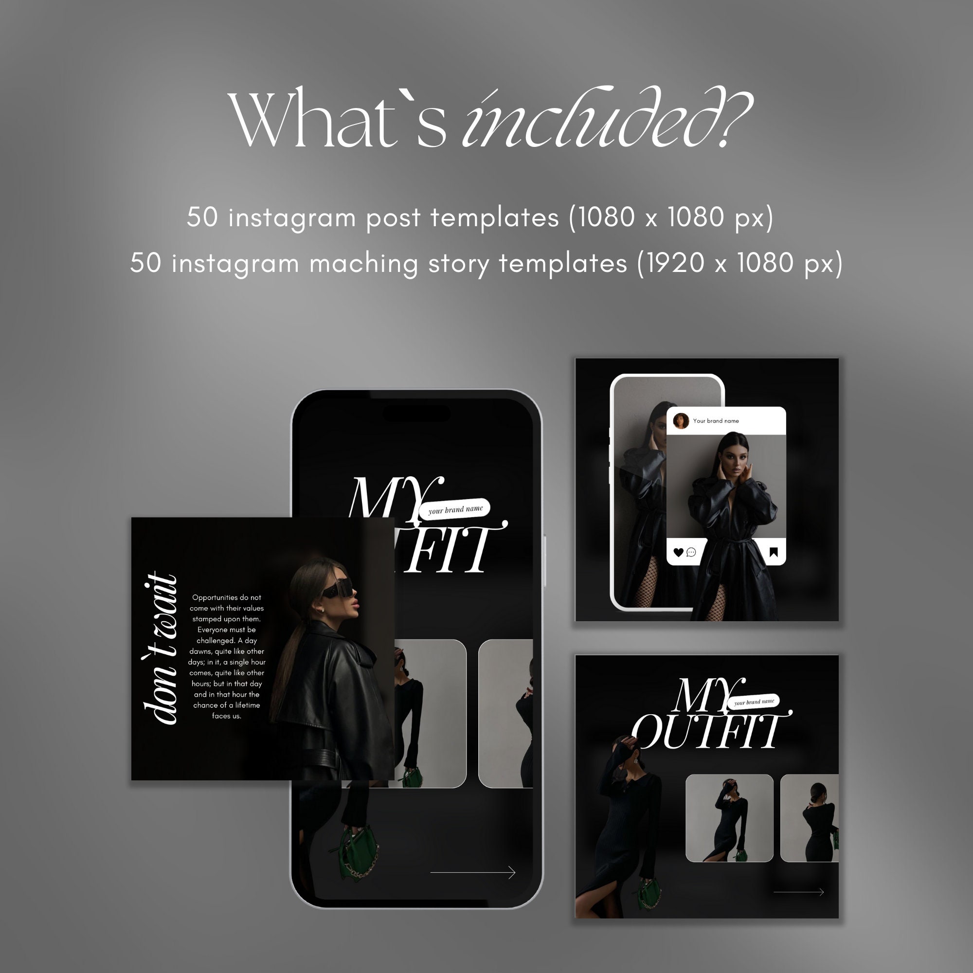 100 modèles Instagram de luxe en noir | Modèles en toile blanche ...