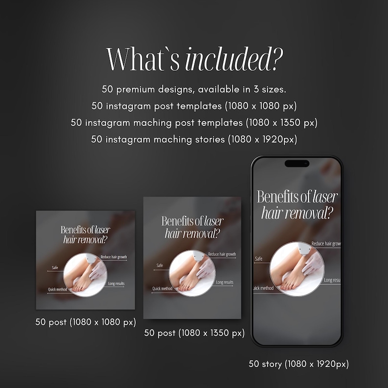 Laser Hair Removal Instagram Templates | Esthetician Instagram Posts ...