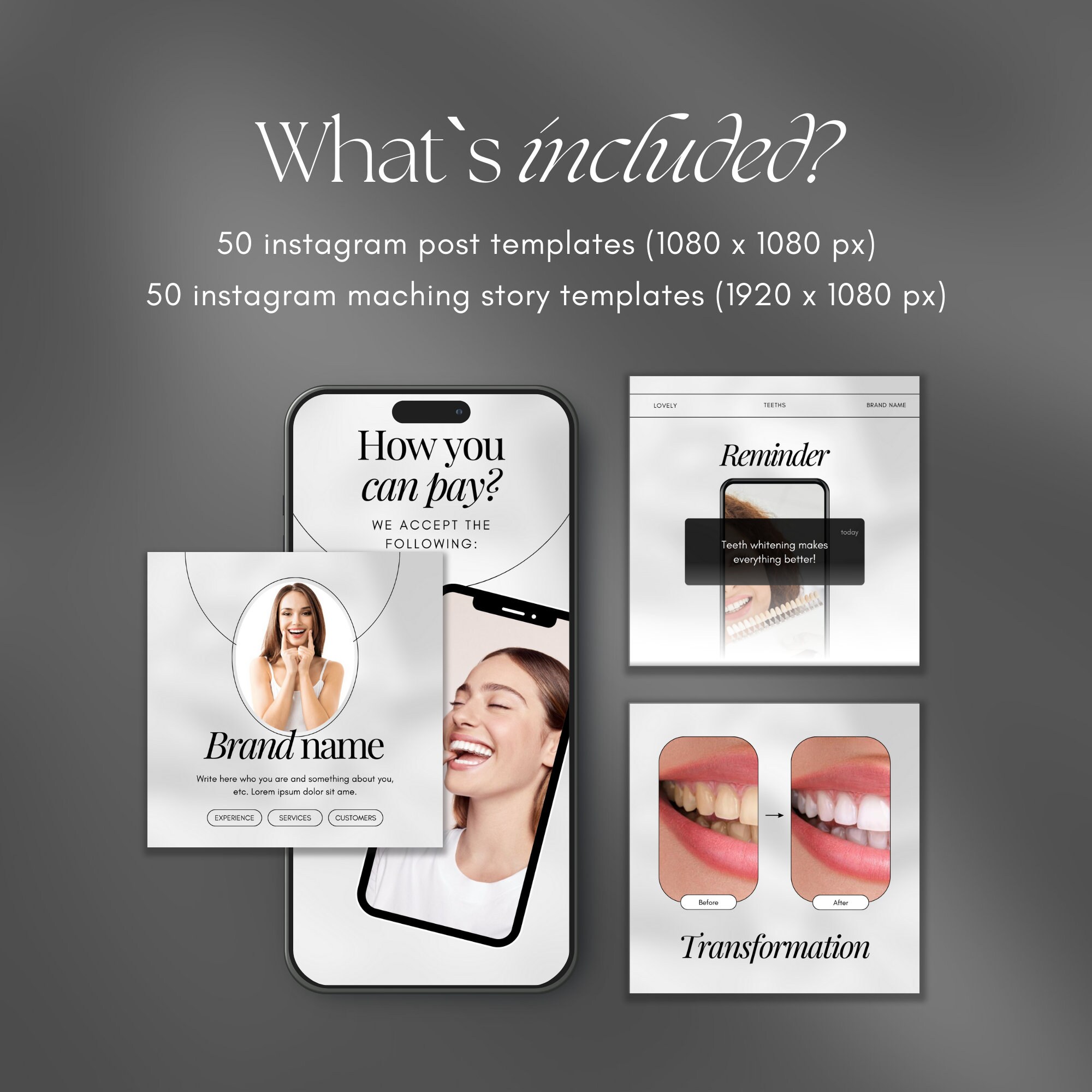 100 Teeth Whitening Instagram Templates Teeth Whitening White Posts ...