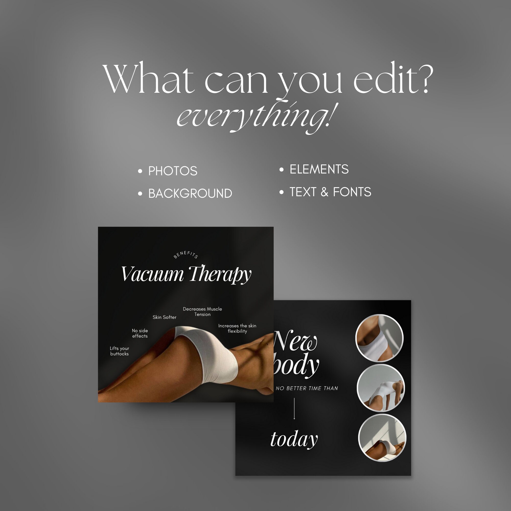 Body Sculpting Instagram Templates Body Contouring Instagram Black ...