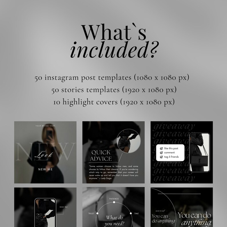 100 Black Luxury Instagram Templates. Black Instagram - Etsy