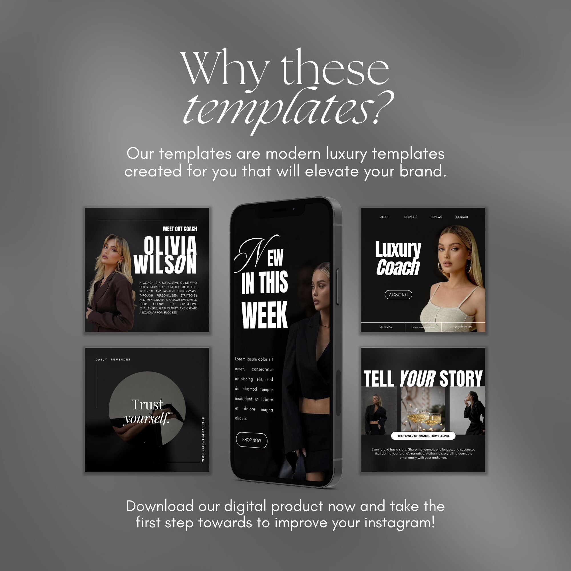 100 Luxury Coach Instagram Templates Black Luxury Templates Bold Modern ...