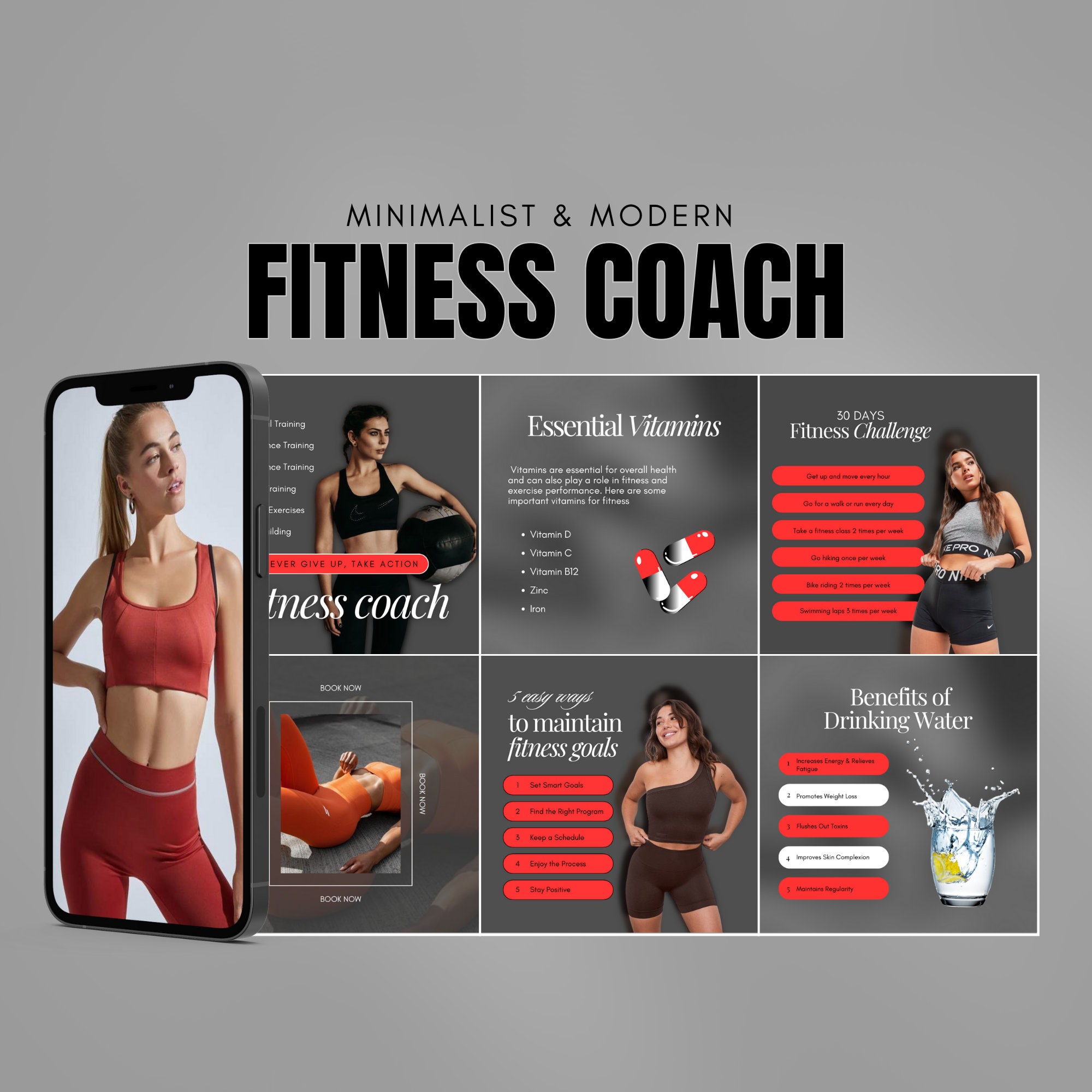 100 Fitness Coach Instagram Template | Black Personal Trainer Templates ...