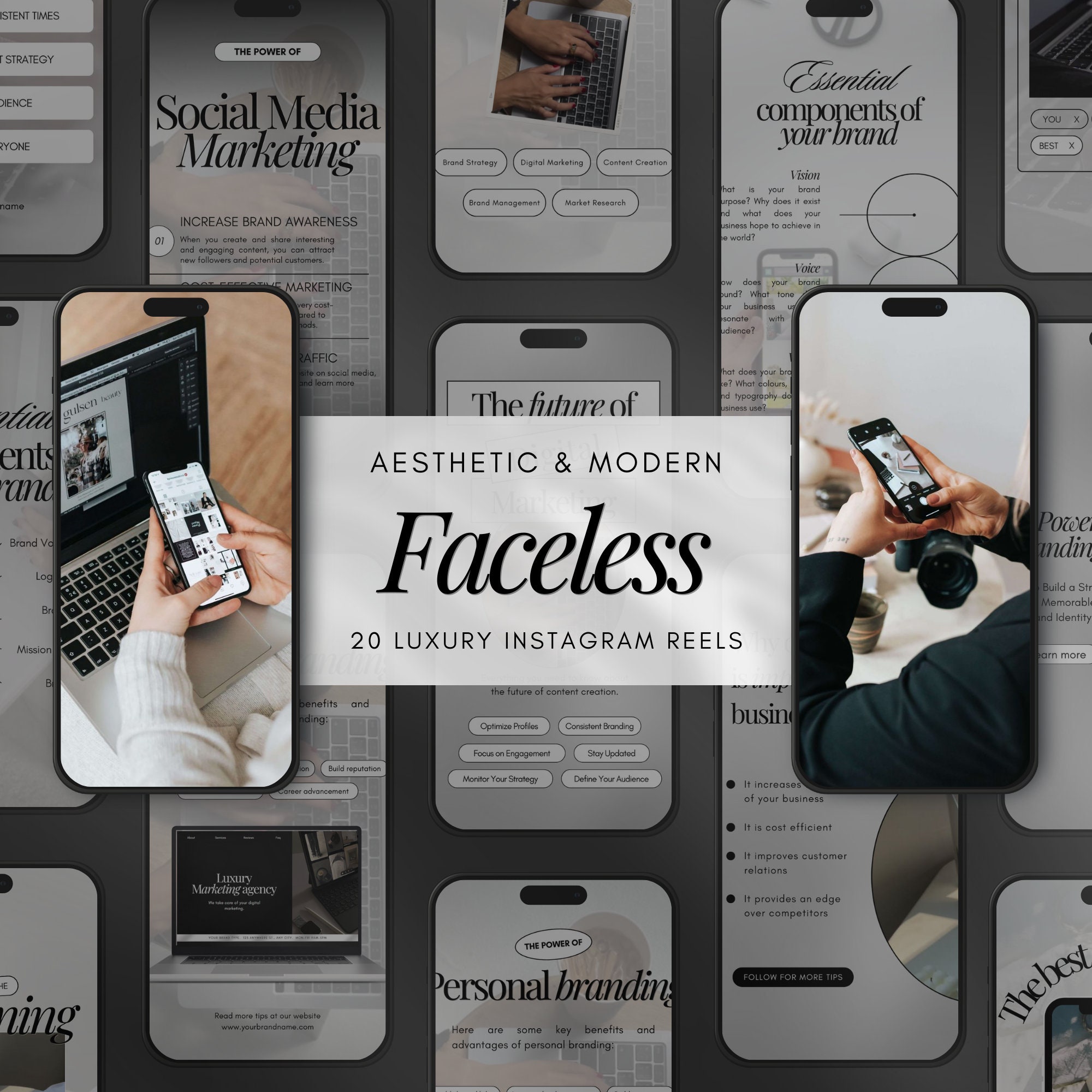 Faceless White Instagram Reels Templates | Marketing Agency Instagram ...