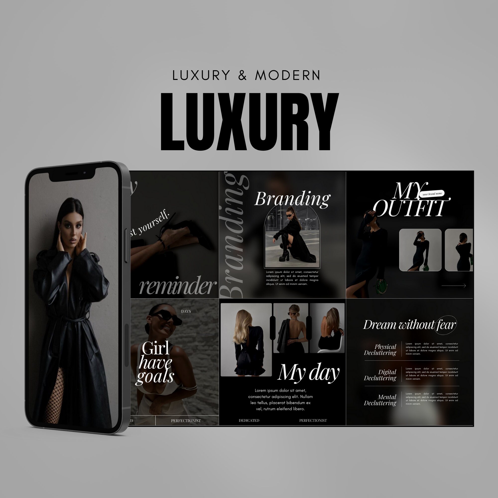 100 modèles Instagram de luxe en noir | Modèles en toile blanche ...